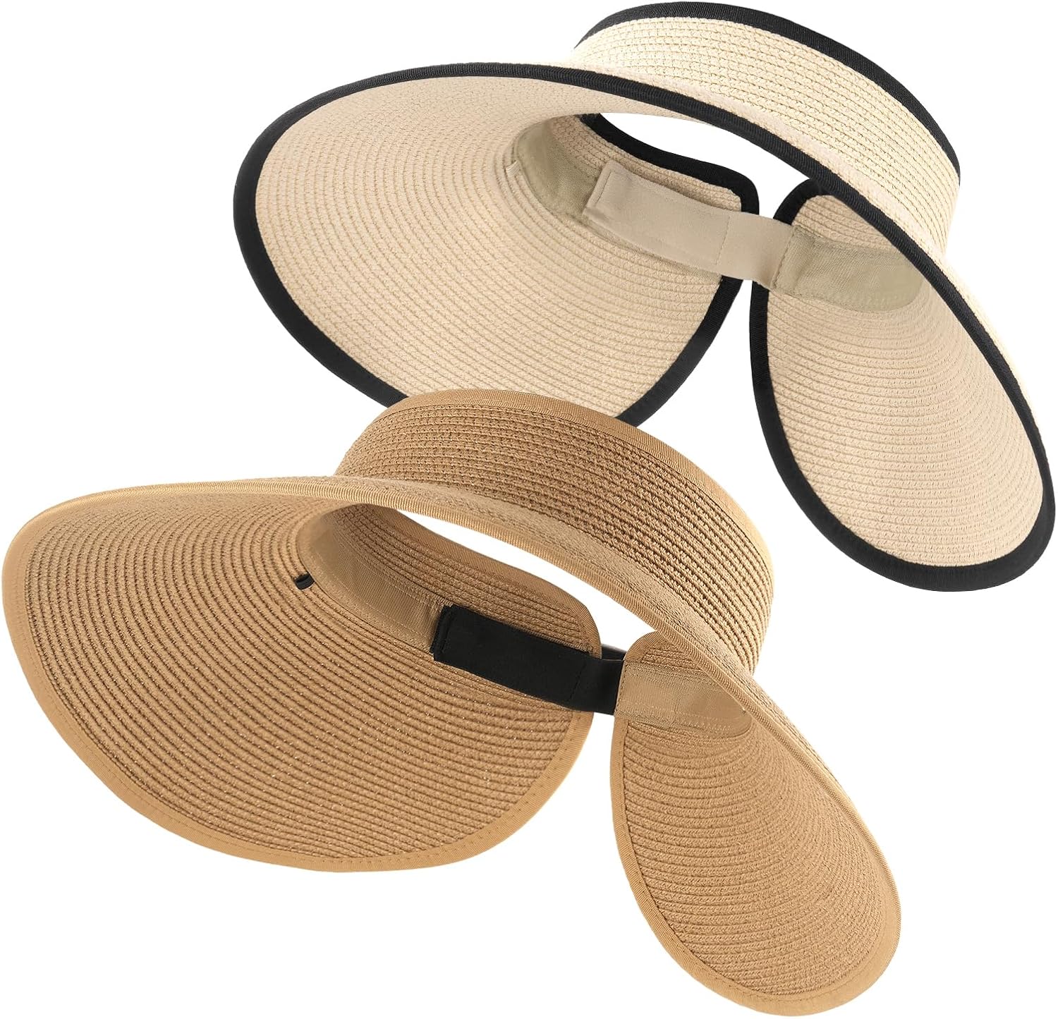 FURTALK Straw Sun Visor Hats for Women UPF 80+ Wide Brim Pontytail ...
