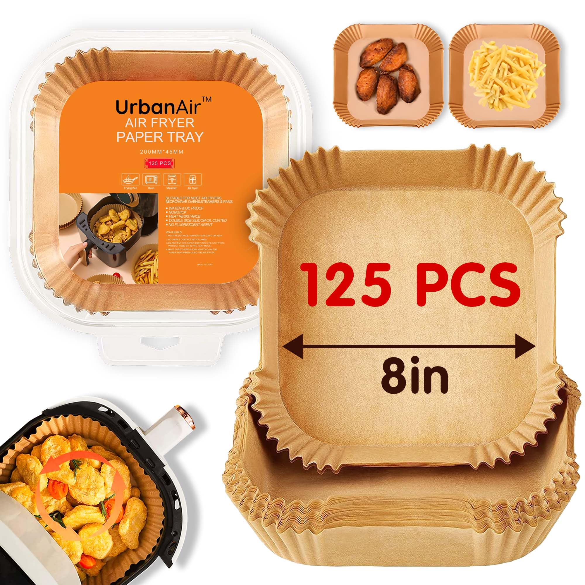 Amazon.com: 8-Inch Square 125pcs Air Fryer Paper Liners for Easy ...