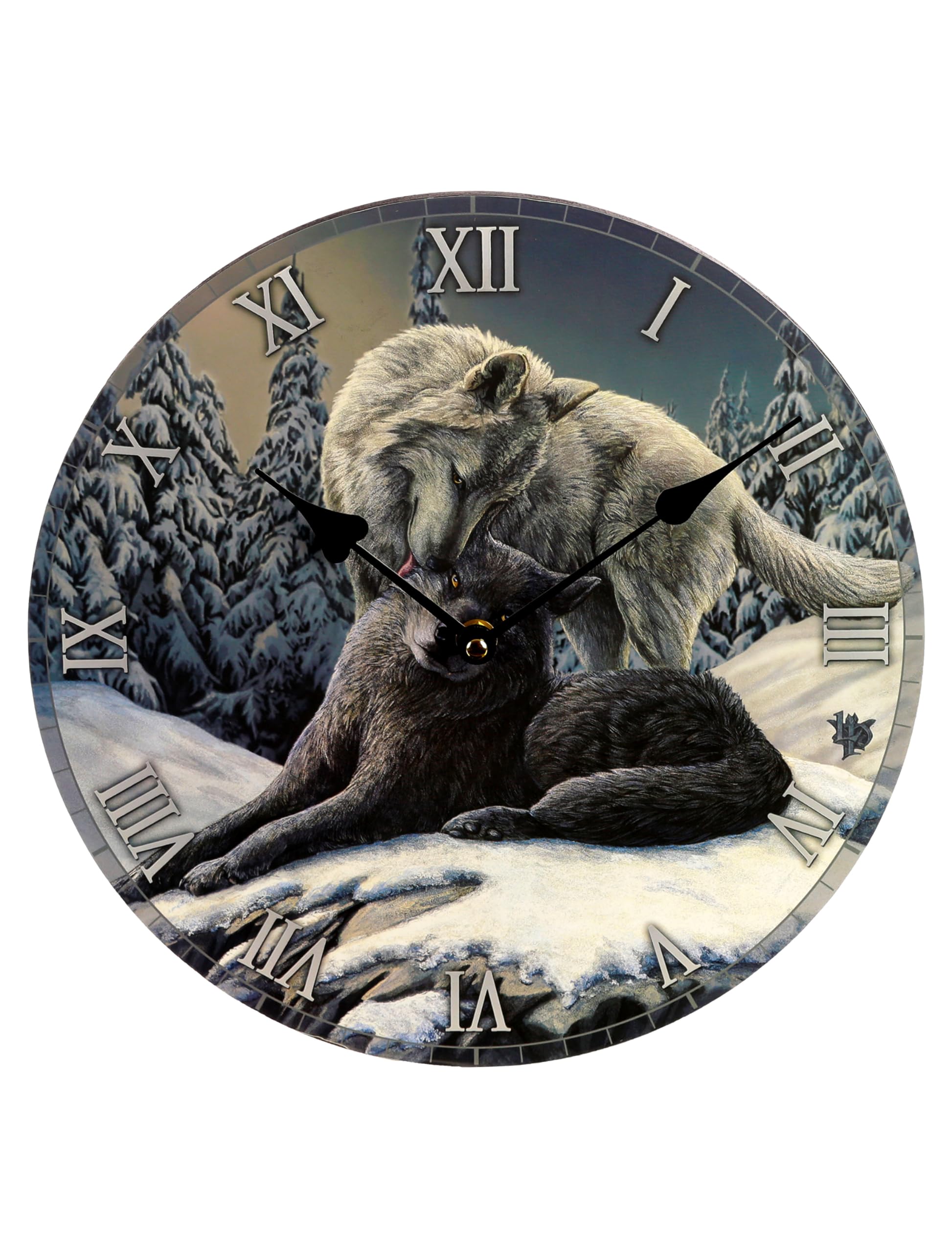 Puckator Lisa Parker Snow Kisses Wolf Picture Clock - Wall Clock Clocks ...
