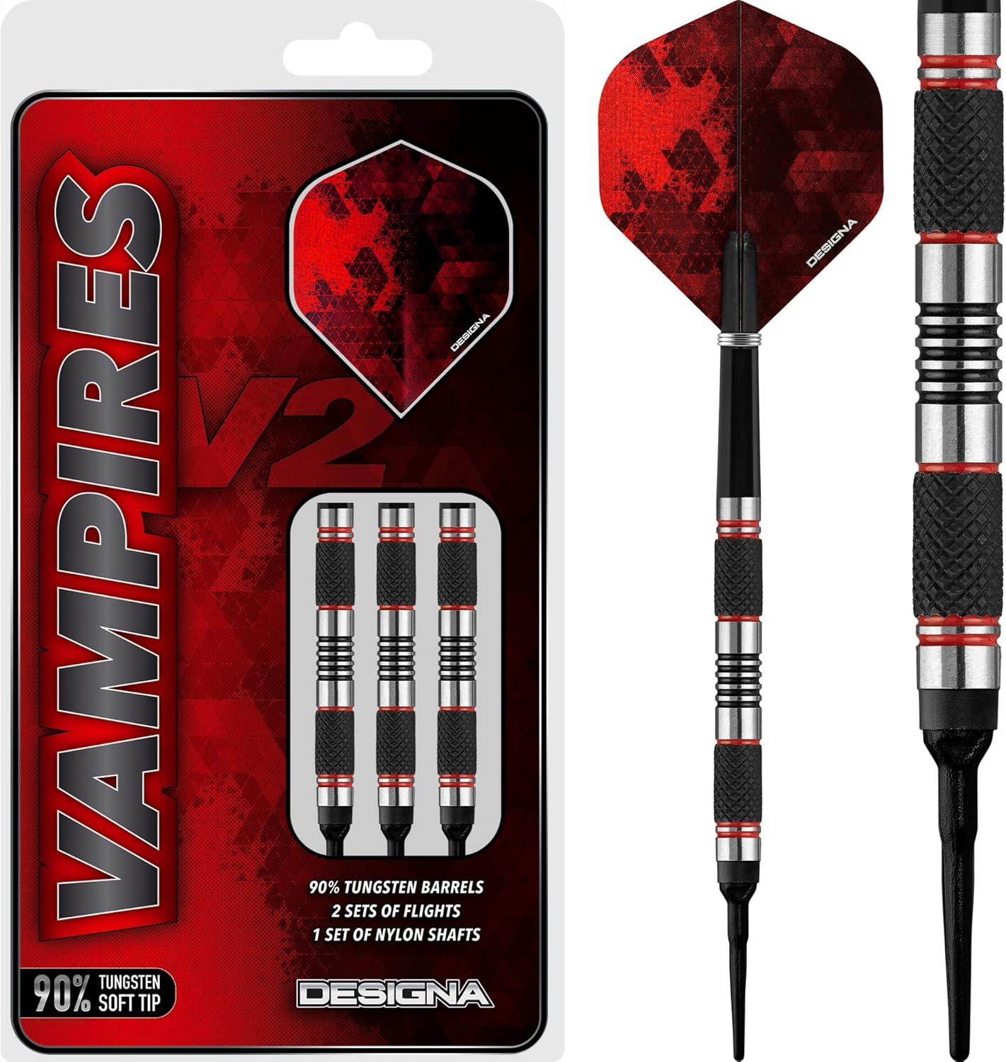 DESIGNA DARTS Vampires V2 | 90% Wolfram Barrel Soft Tip Dart Set mit ...