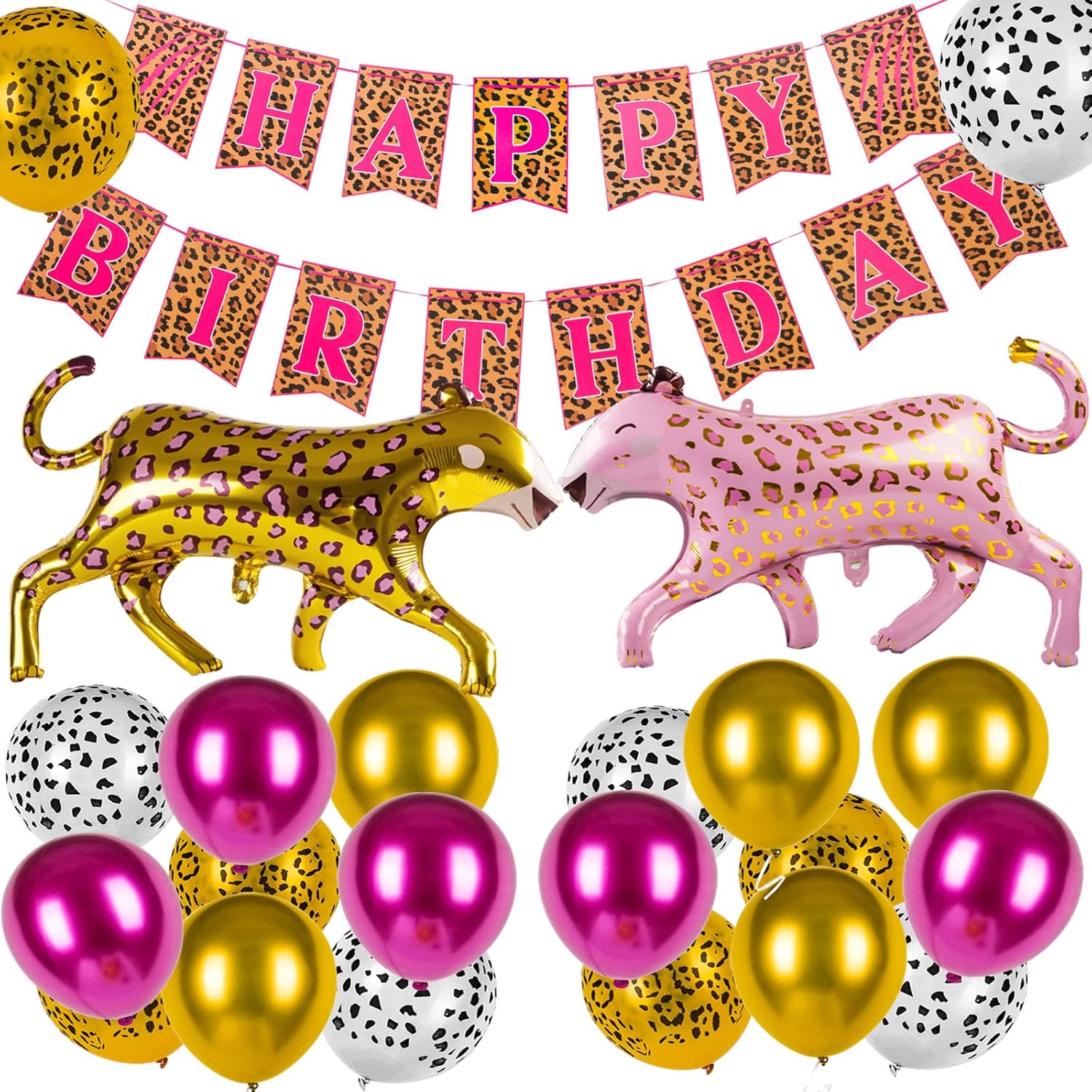 23 Pcs Cheetah Birthday Decorations Leopard Cheetah Birthday Banner ...