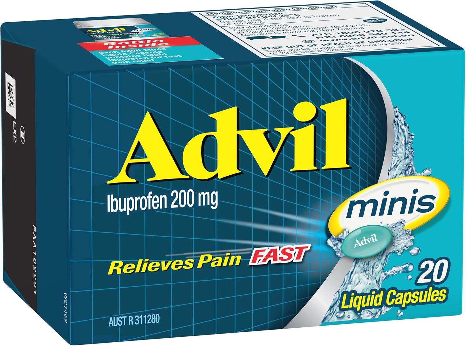 Advil Minis Liquid Capsules Fast Acting & Easy to Swallow with ...