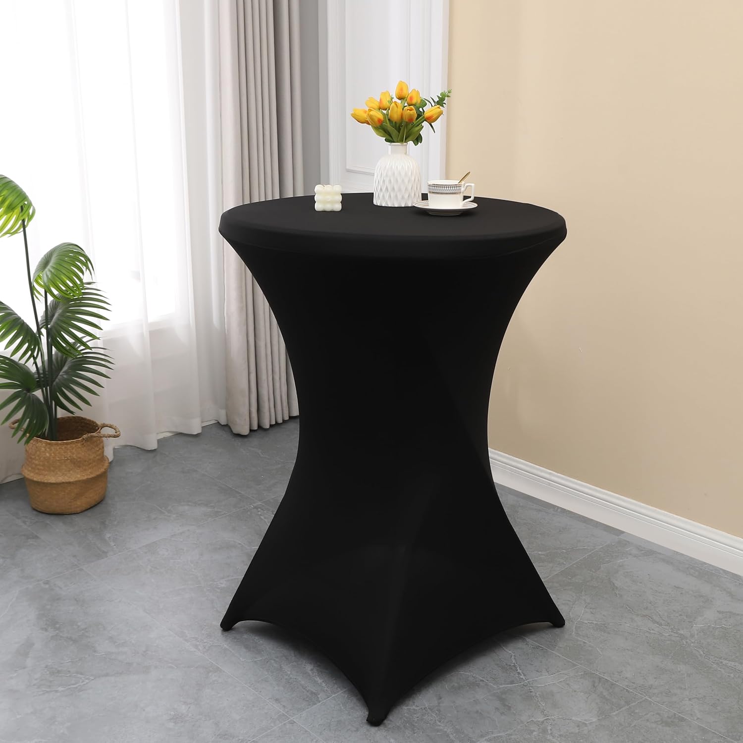 Amazon.com: TC LUDUAN 32x43 Inch Black Spandex Cocktail Table Cloth ...