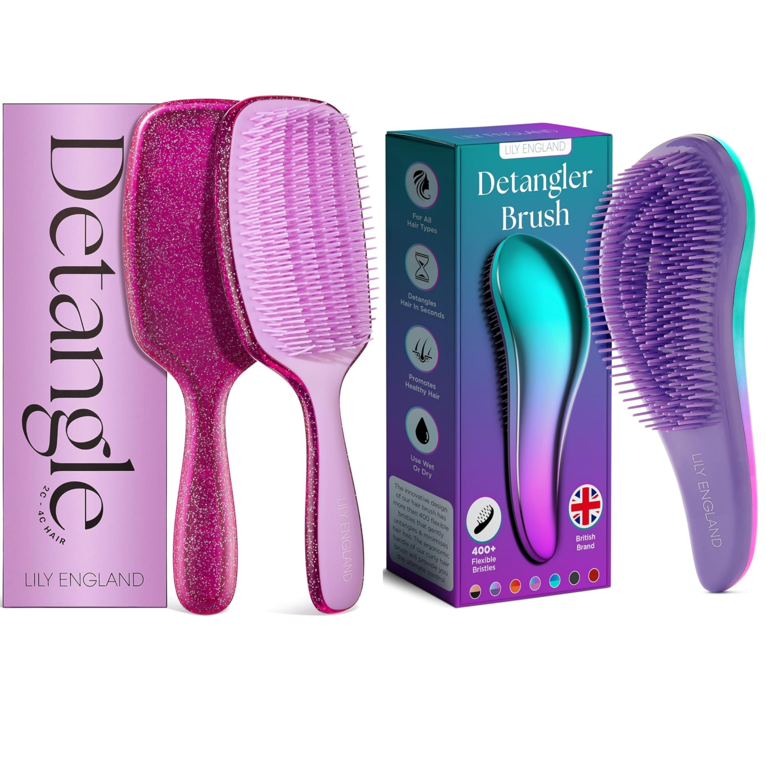 Amazon.com : Ombre Detangler Brush and Purple Glitter Curly Detangling ...