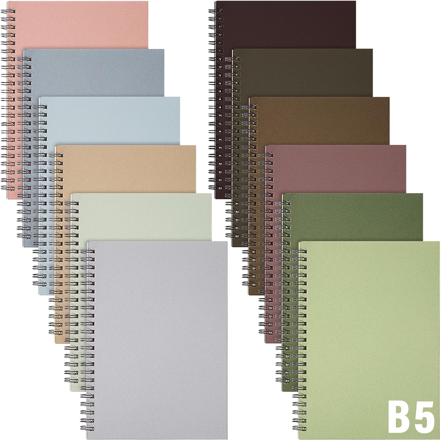 Amazon.com : Fuutreo 12 Pcs Spiral Notebook for Work B5 10.5x7.45 Inch ...