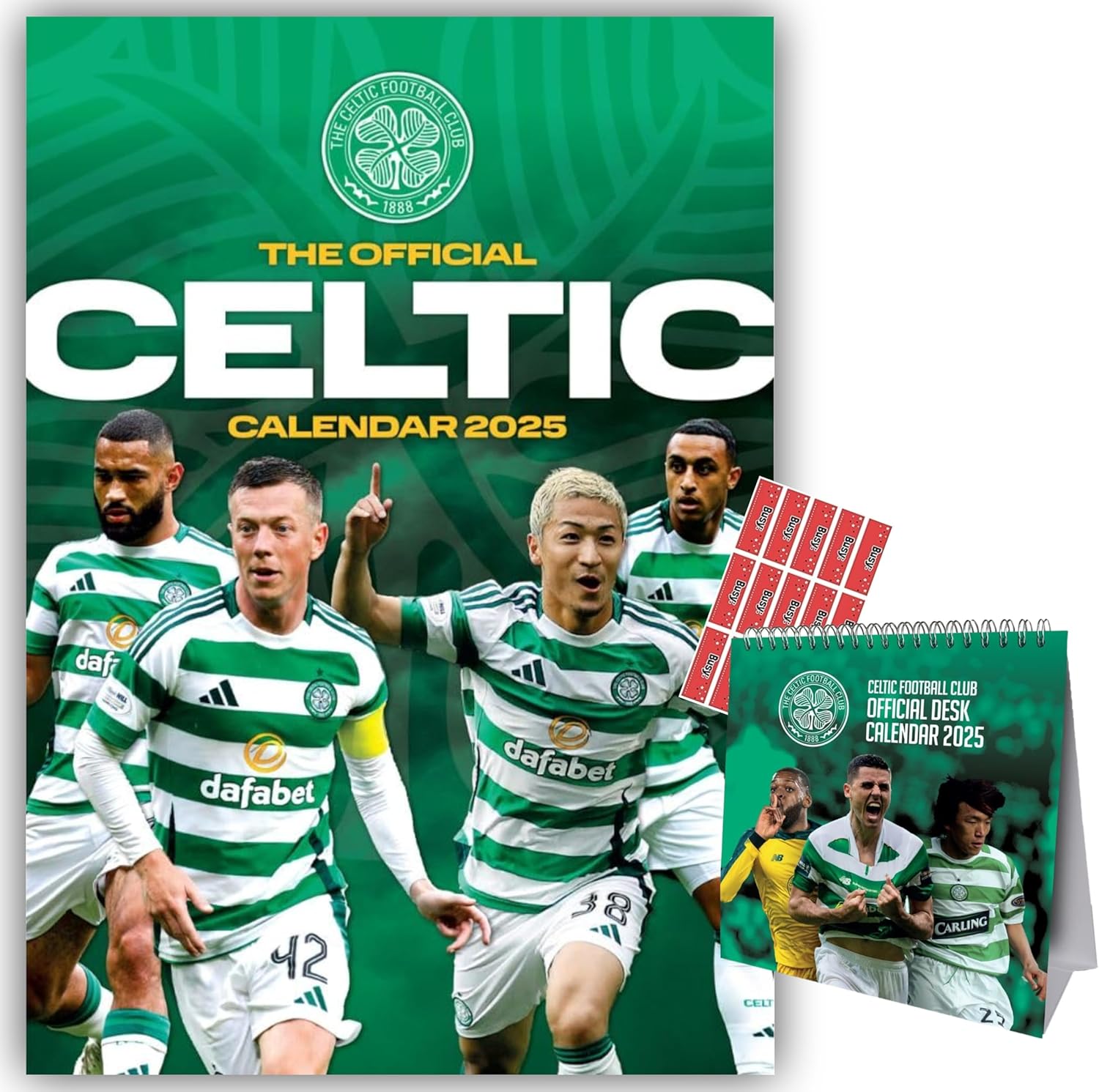 Celtic Calendar 2026 A3 Official Gift Set A3 & Easel Desk Flip Calendar ...