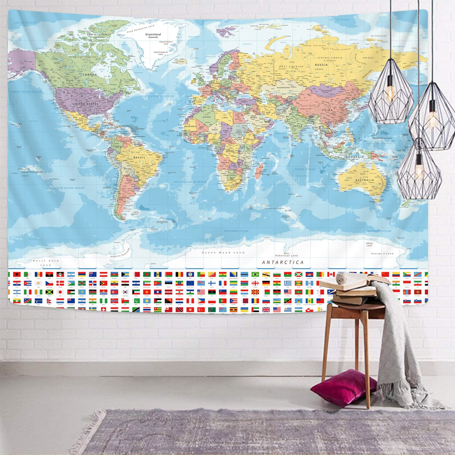 Snapklik.com : KYKU Small World Map Tapestry World Tapestries Globe Map ...