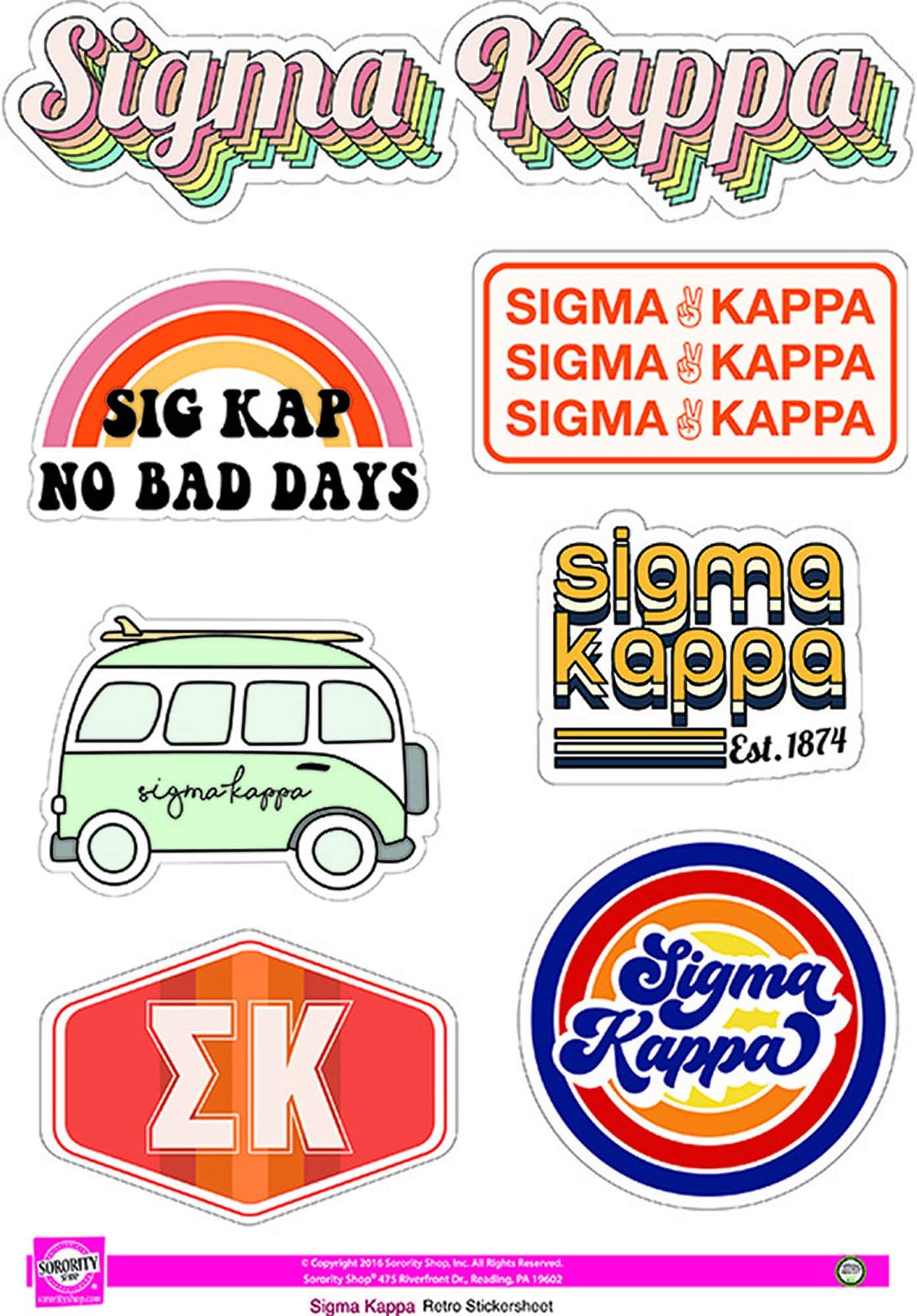 Amazon.com: Sigma Kappa - Sticker Sheet - Retro Theme : Arts, Crafts ...