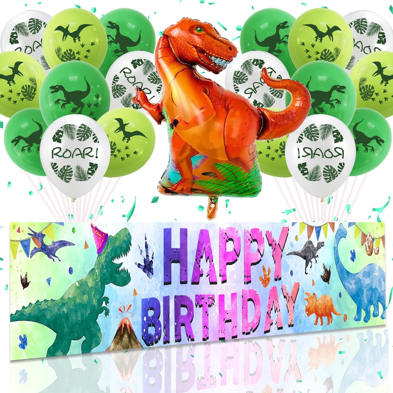 Amazon.com: Dinosaur Happy Birthday Banner Yard Sign with Dino T-REX ...