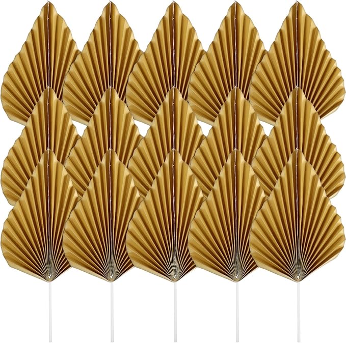 Amazon.com: ABOOFAN 24Pcs Gold Palm Leaves Cake Toppers Folding Fan ...