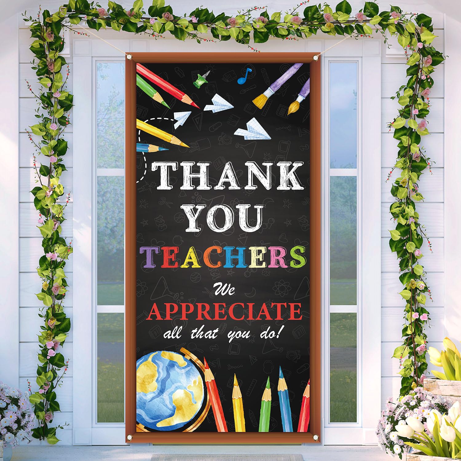 Amazon.com: Thank You Teachers Door Cover Teacher Appreciation Week May ...