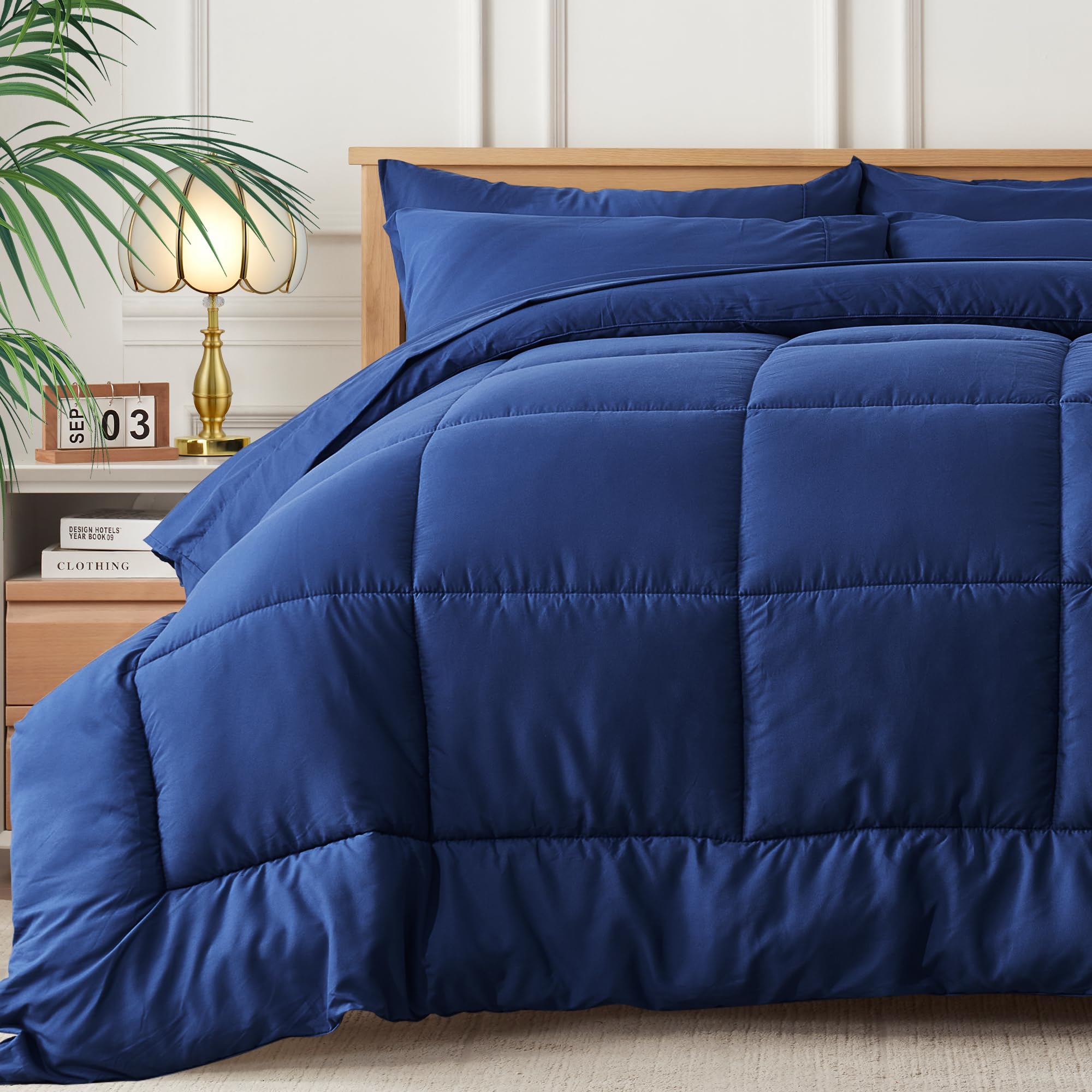 Newspin Full Bed in a Bag - 7 Pieces Blue Comforter Set, Lightweight ...