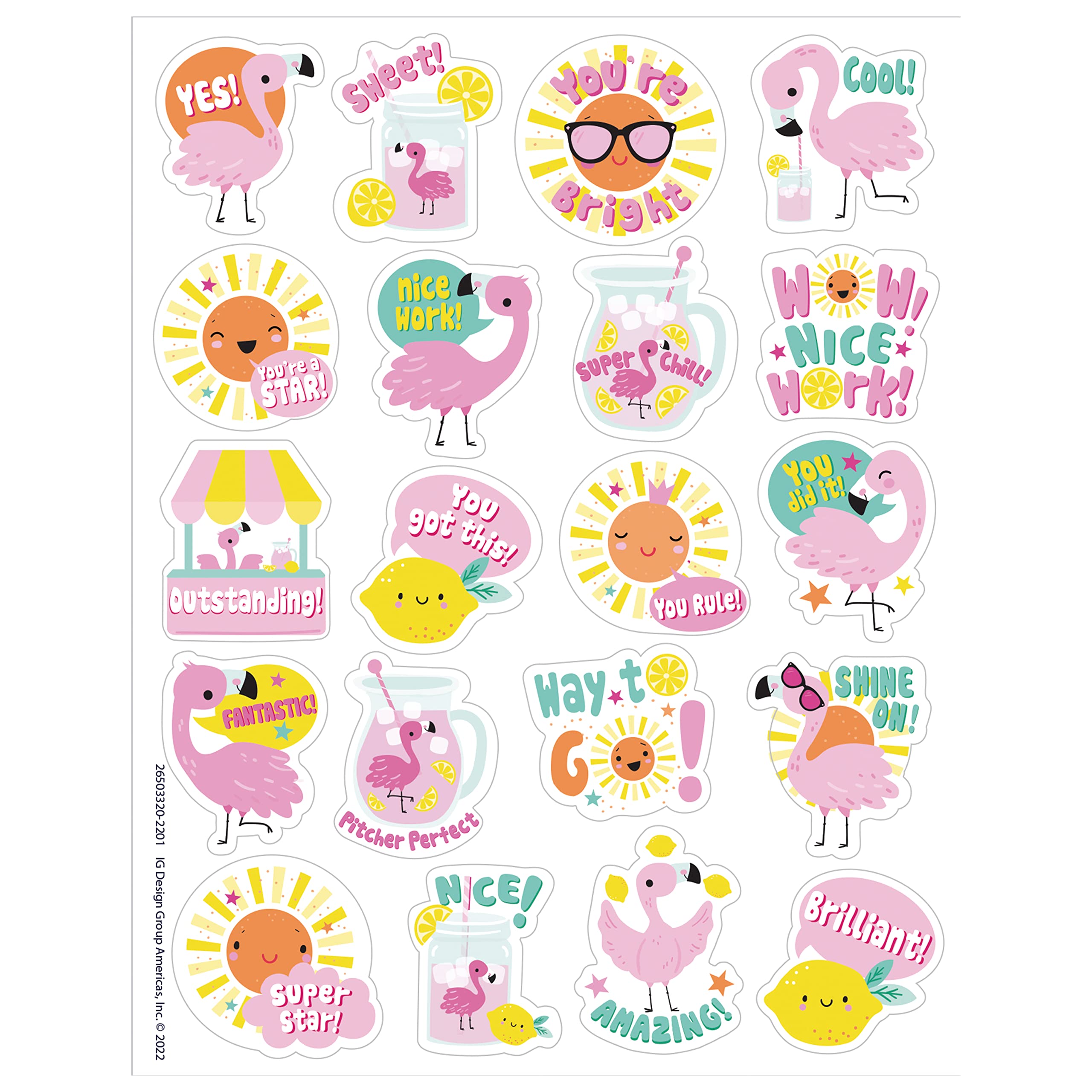Amazon.com: Eureka Flamingo Strawberry Lemonade Scented Stickers, Pack ...