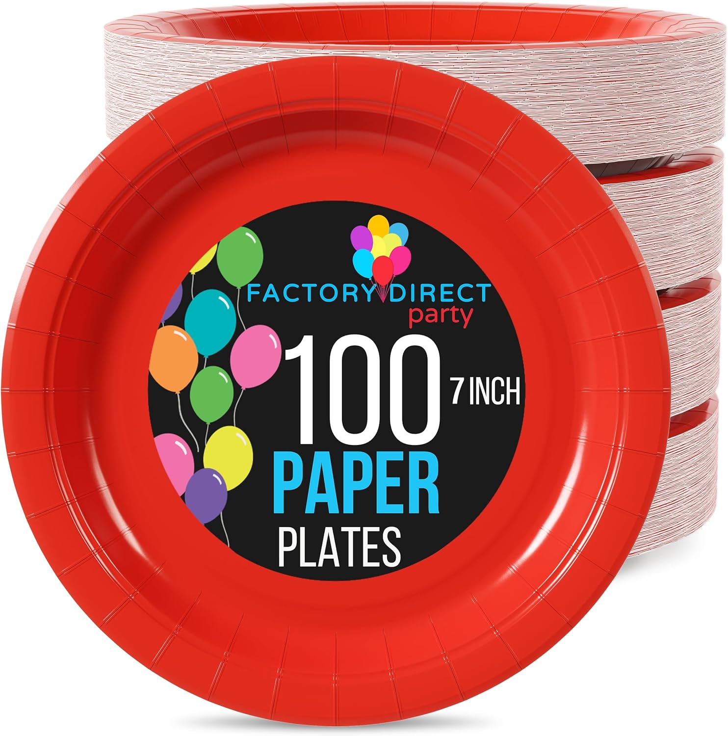 Amazon.com: Exquisite Red Paper Plates 7 Inch 100 Count - Red 7 Inch ...
