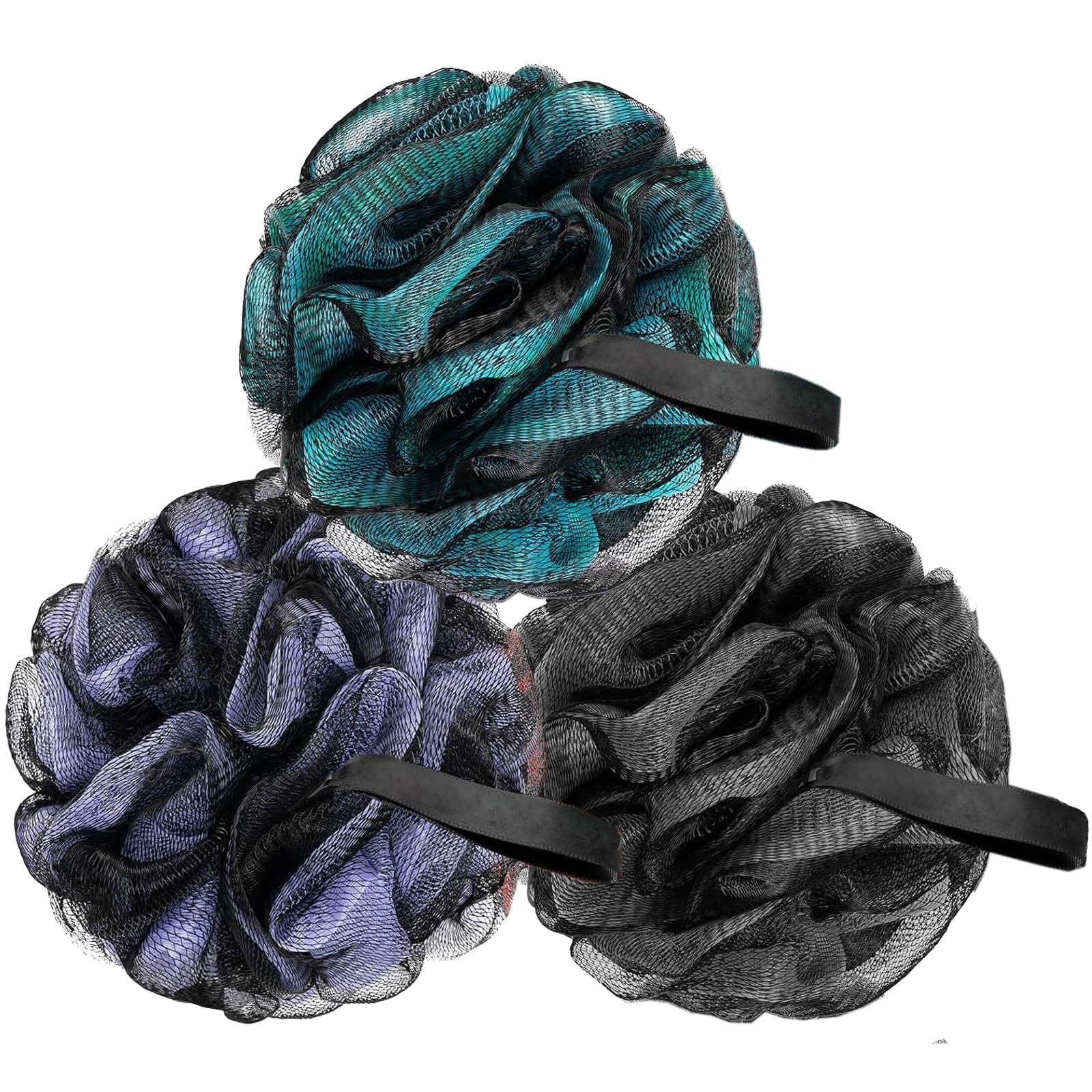 3 Pcs Shower Loofah, Shower Puff, Men and Women Shower Sponge Men Women ...