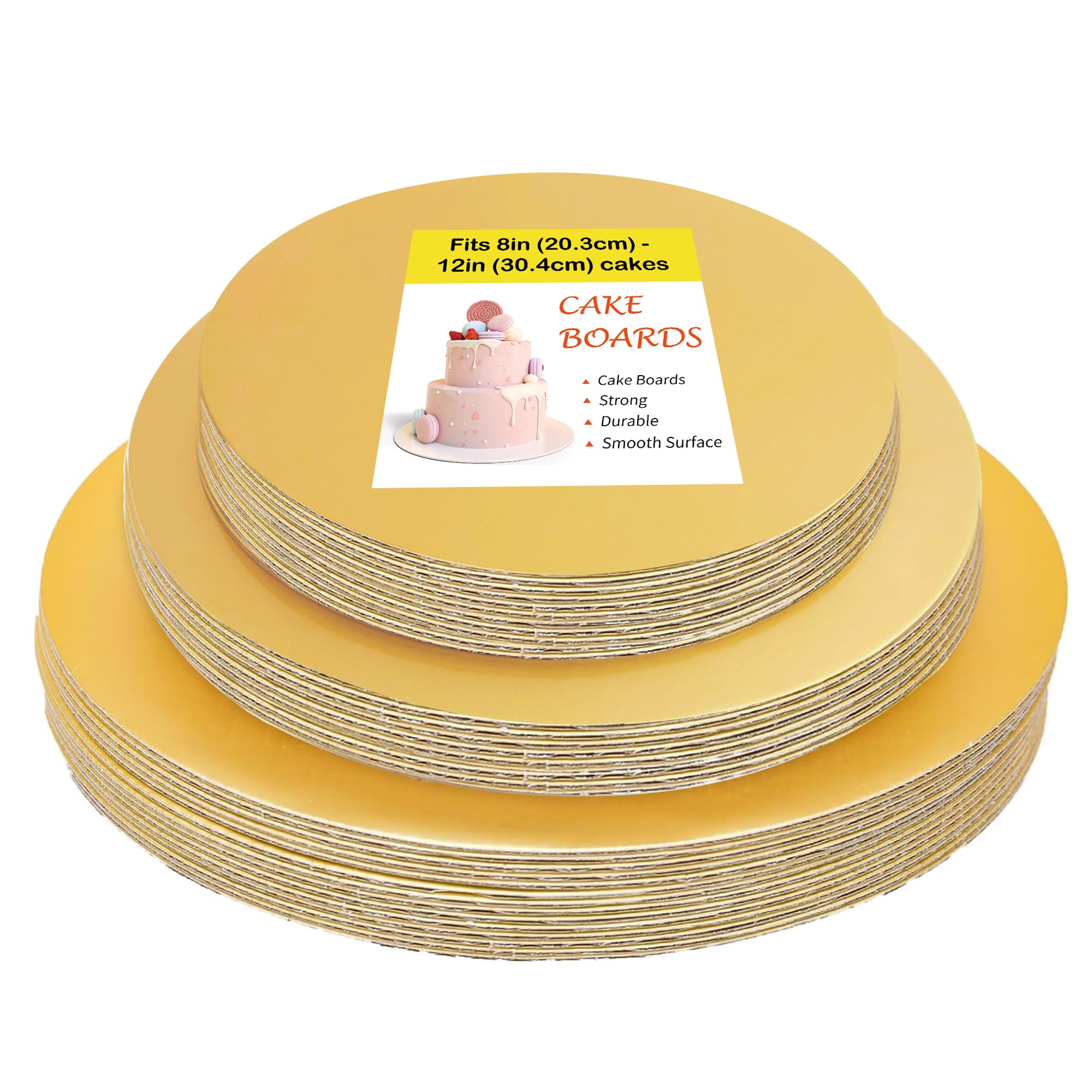 Amazon.com: 30 Packs Cake Boards,Gold Cake Boards 8/10/12 inch Round ...