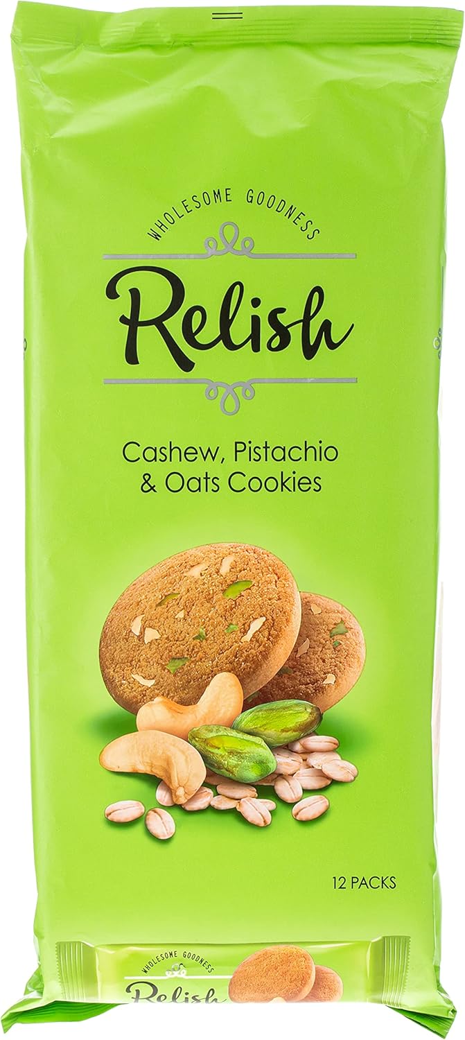 Nabil Relish Cashew, Pistachio & Oats Cookies, 42 gm (Pack of 12 ...