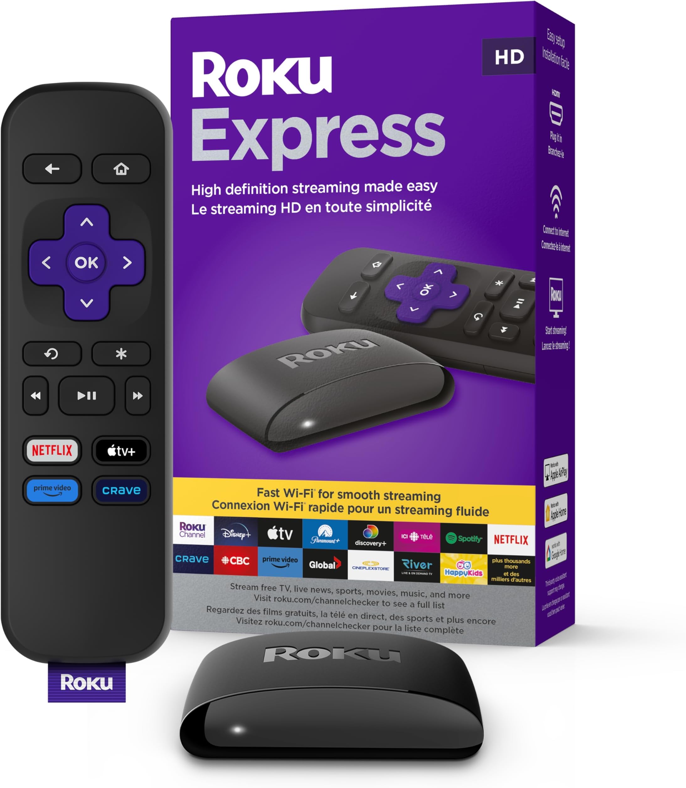 Roku Express (New, 2023) HD Streaming Device with High-Speed HDMI Cable ...