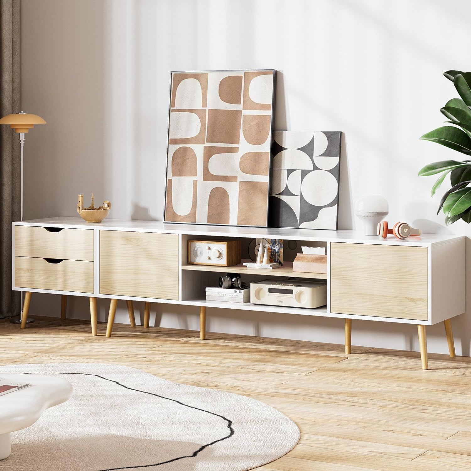 Amazon.com: BVIUNTWO TV Stand for TVs up to 90 Inch, Entertainment ...
