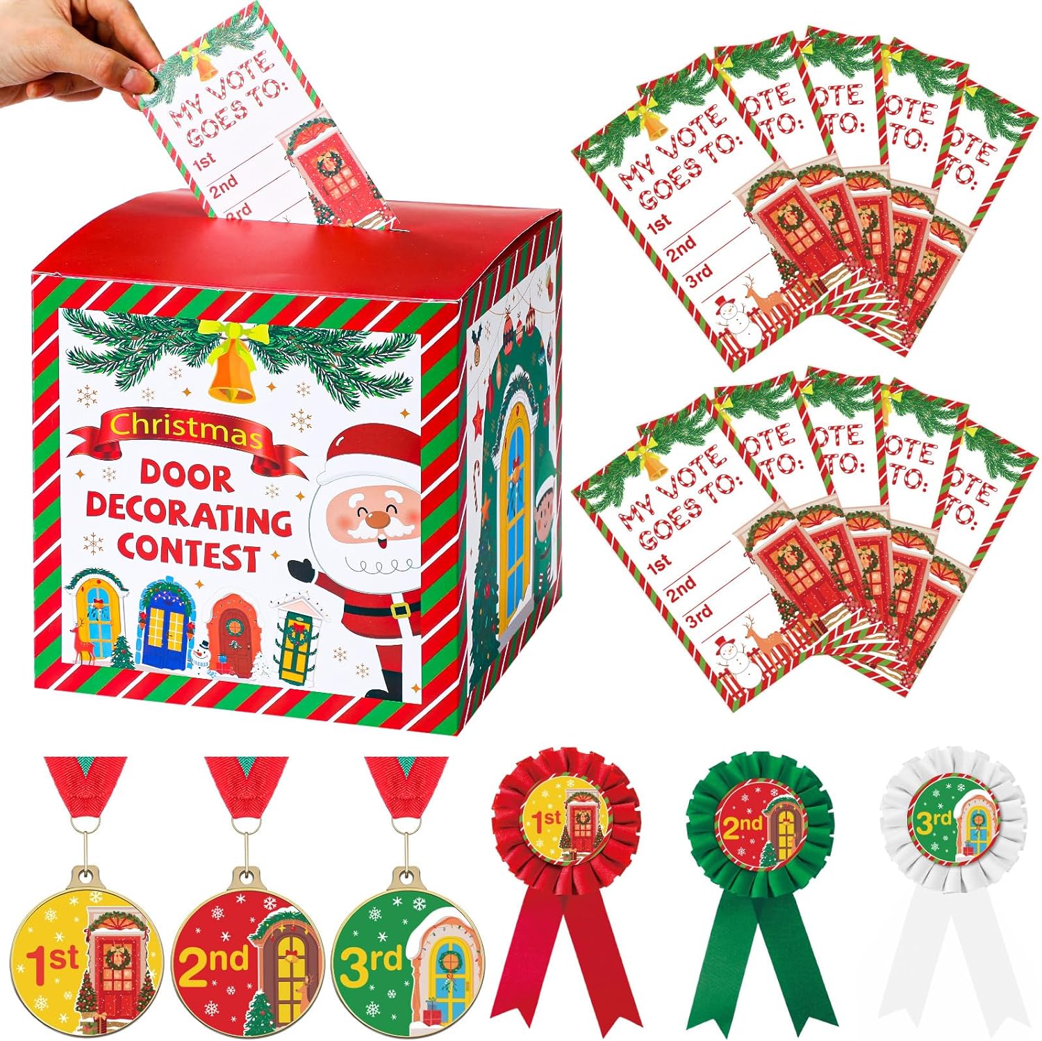 Amazon.com: Cunno 57 Pcs Christmas Door Decorating Contest Kit Includes ...