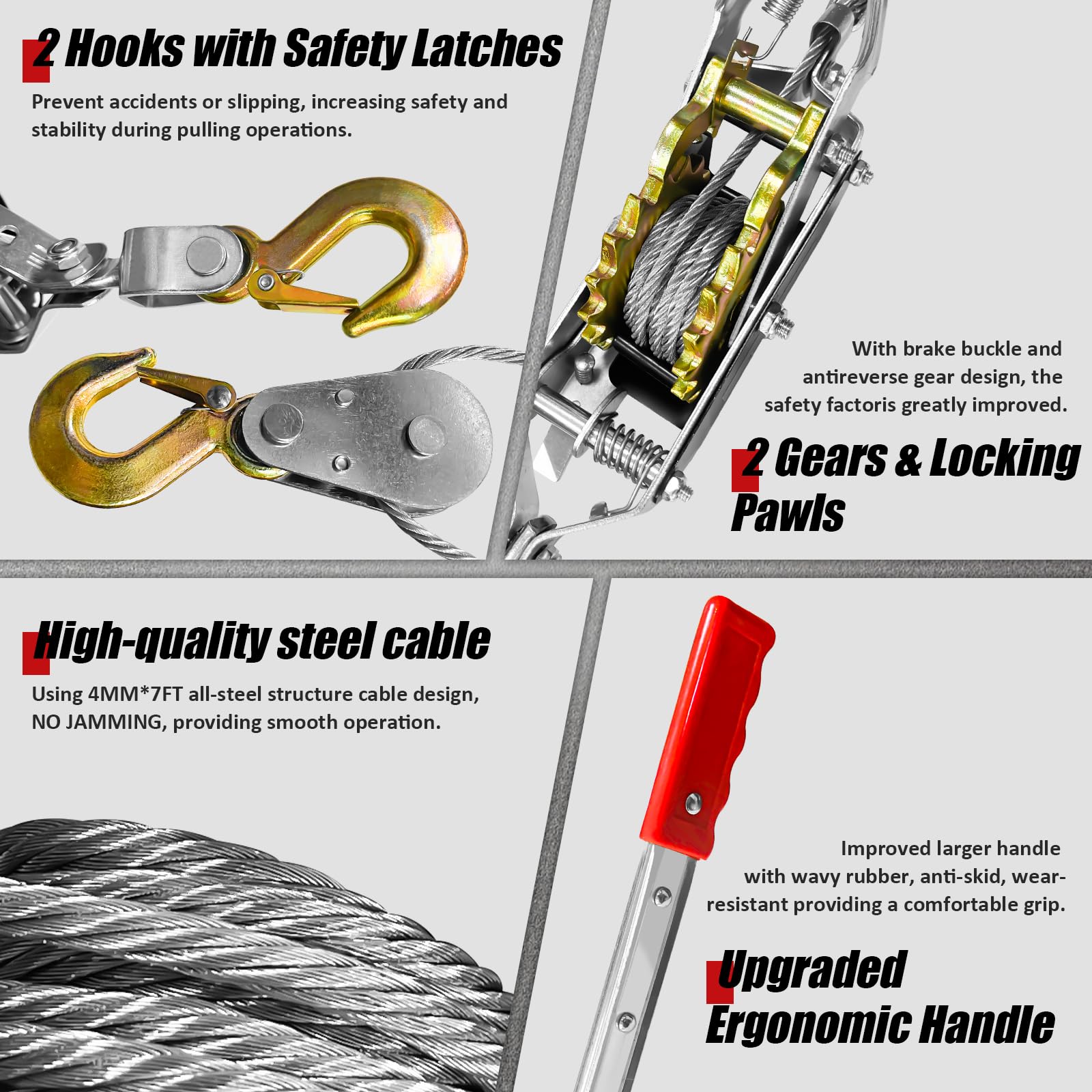 Snapklik.com : Come Along Winch Heavy Duty, 2T Come Along Pulling Tool ...