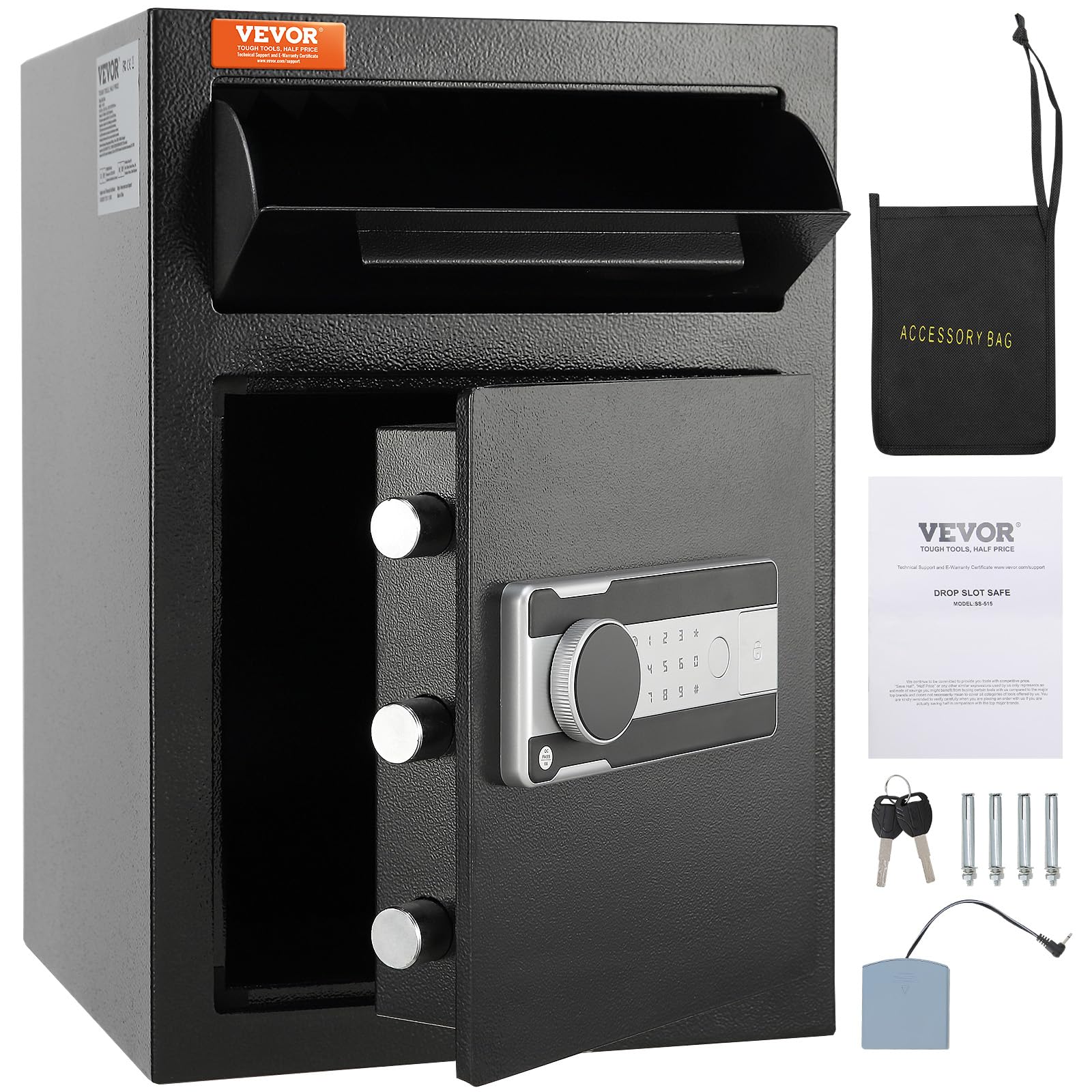 VEVOR 2.5 Cub Depository Safe, Deposit Safe with Drop Slot, Electronic ...