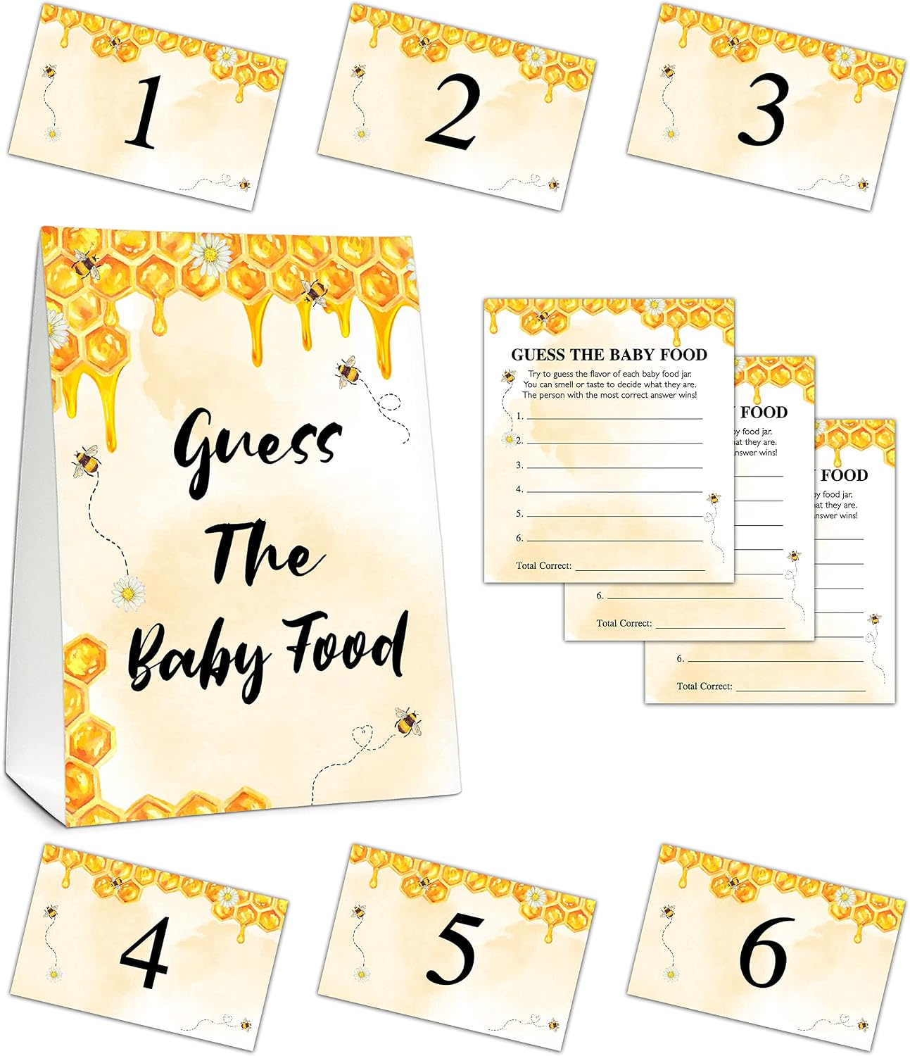 Amazon.com: UTESG Guess the Baby Food Games, Honey Bee Baby Shower ...