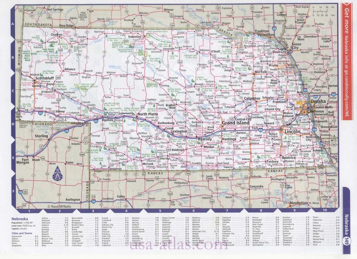 Amazon.com: Gifts Delight Laminated 33x24 Poster: Nebraska Road Map My ...