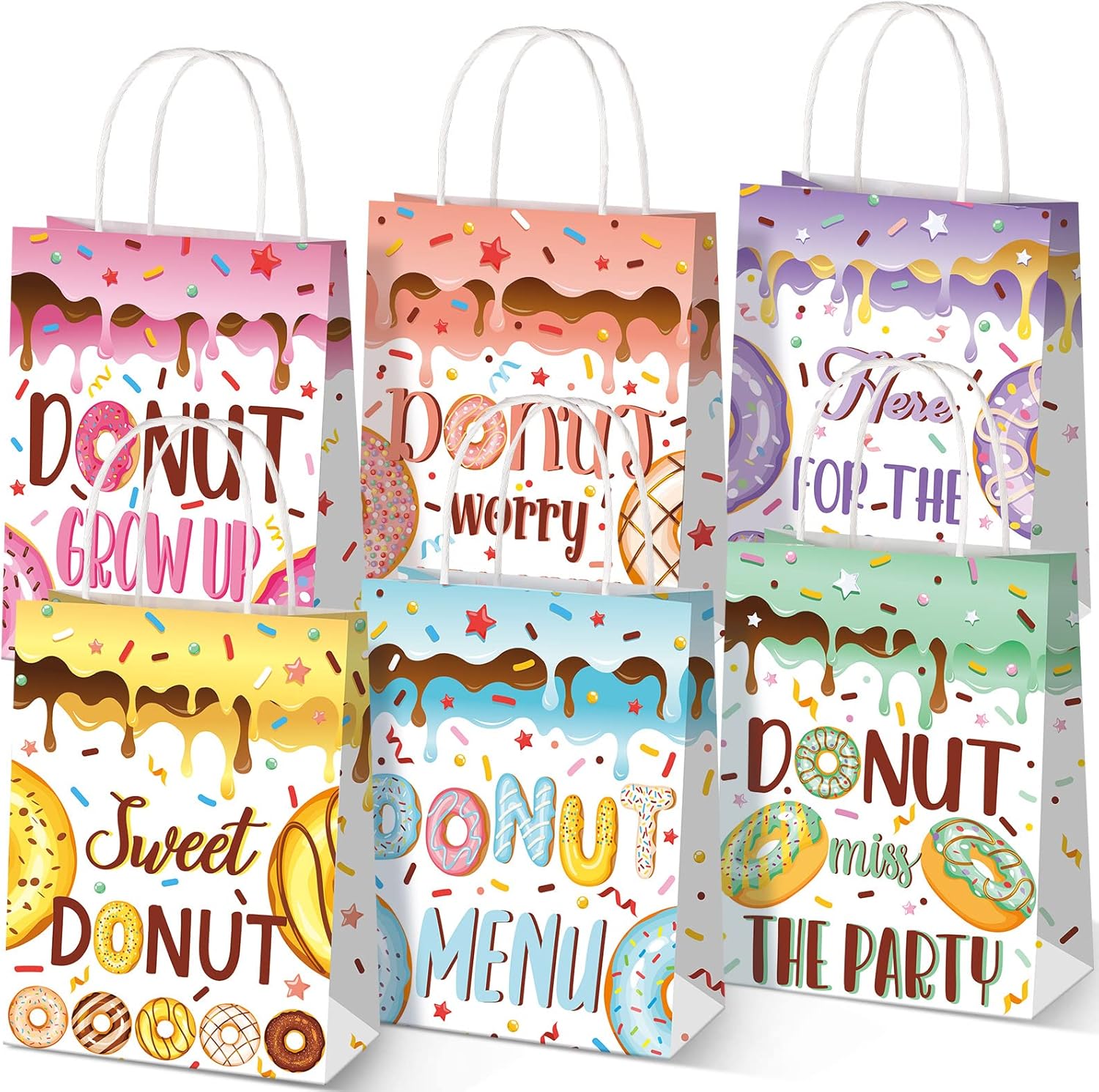 Donut Party Favors Bags, Donut Goody Bags with Handles Sweet Doughnut ...