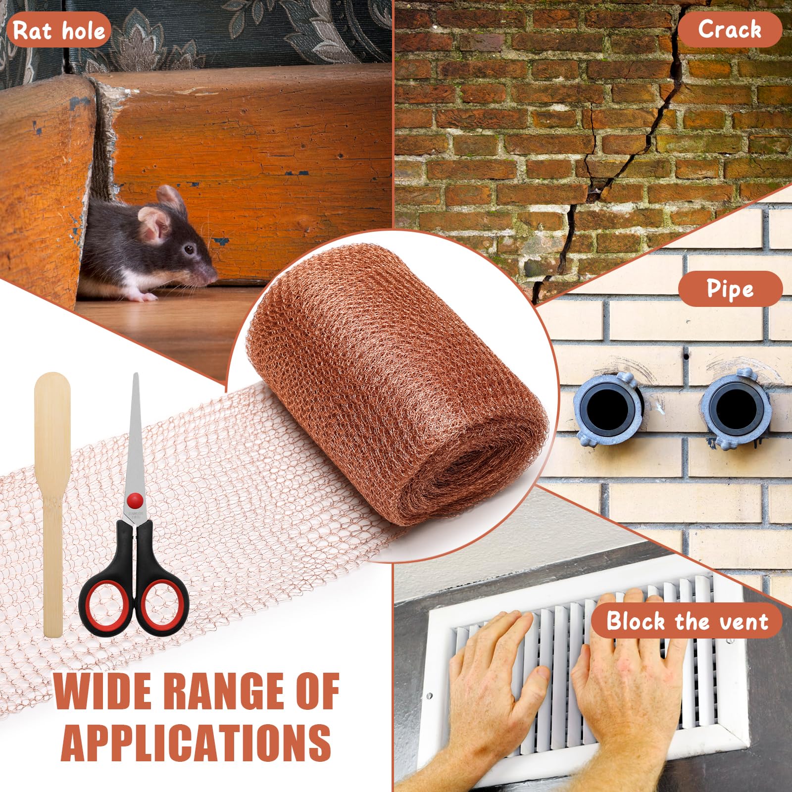 Snapklik.com : Coldairsoap Copper Mesh Rodent Control Kit 5 In X 50 Ft
