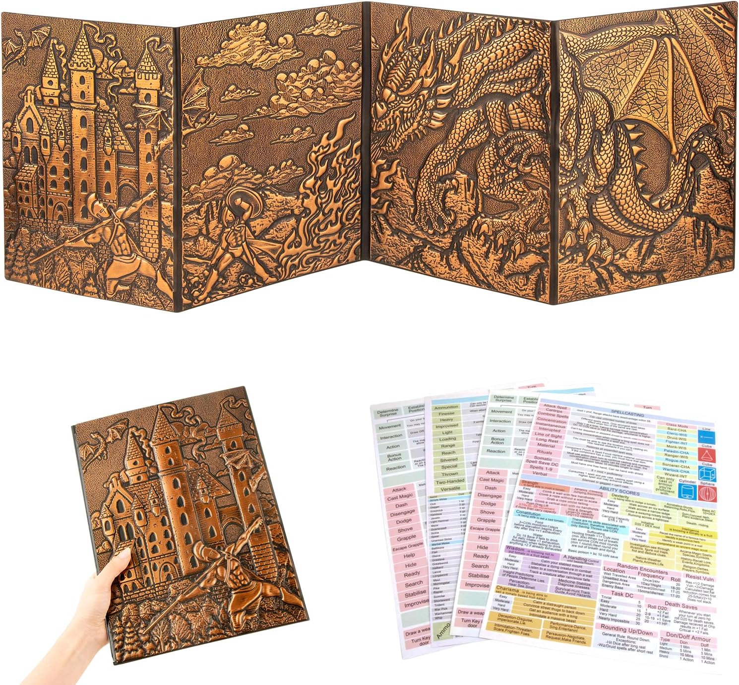 Amazon.com: FEIDIAO DND Dungeon Master Screen,3D Embossed Dragon Faux ...