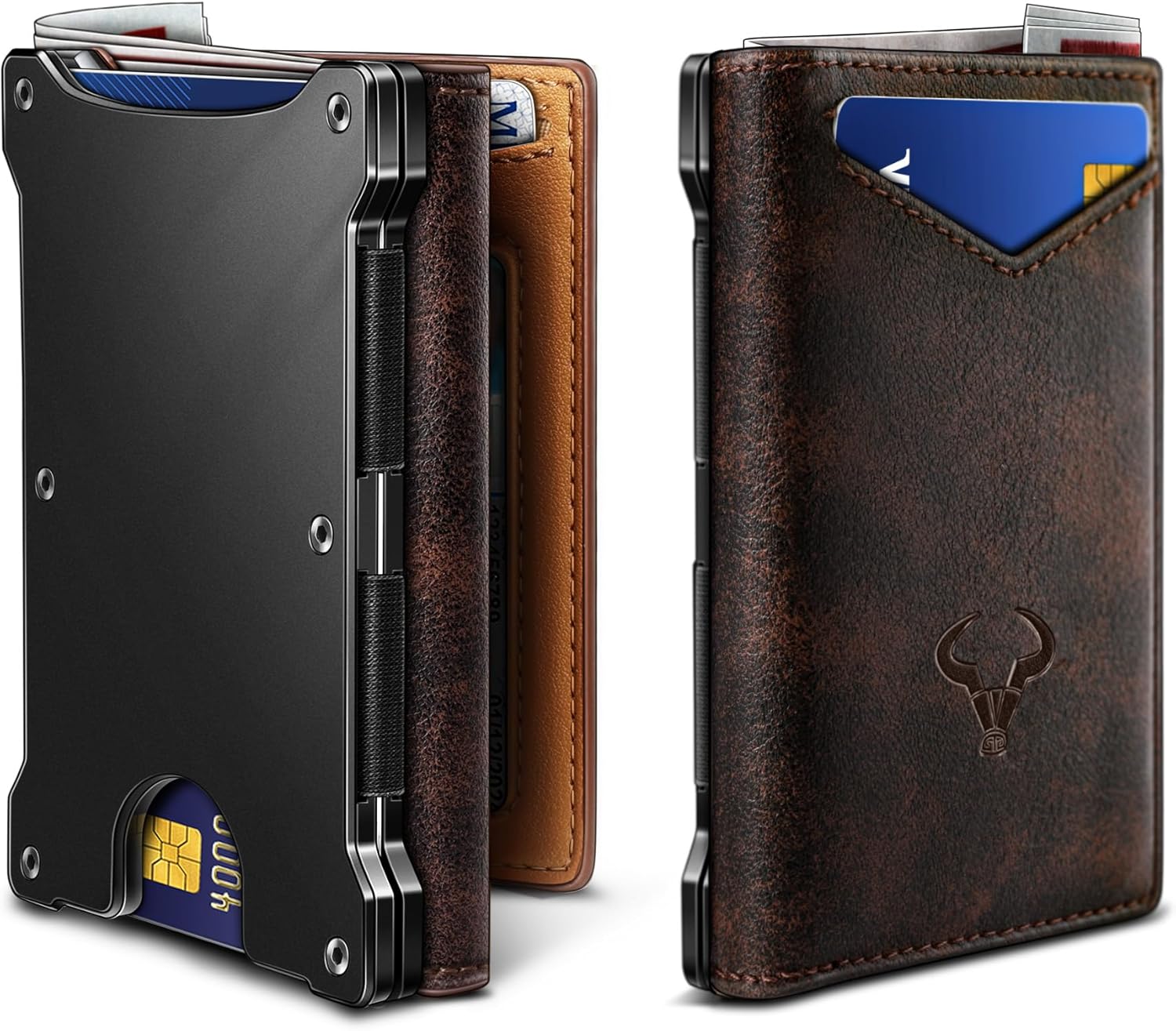 Amazon.com: BULLIANT Men Wallet, Slim Front Pocket Leather Wallet ...