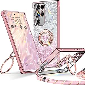 XYZ for Samsung Galaxy S25 Ultra Case with Stand, Cute Luxury Love Heart with Lanyard for Women ...