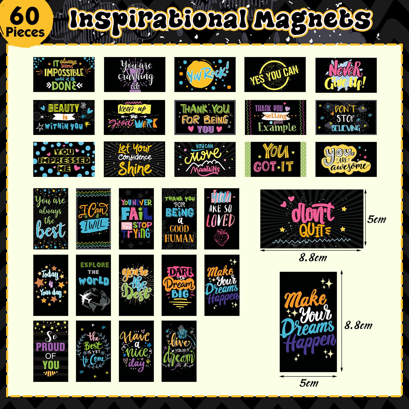 Snapklik.com : Xuhal 60 Pcs Inspirational Magnets Bulk Rectangle ...