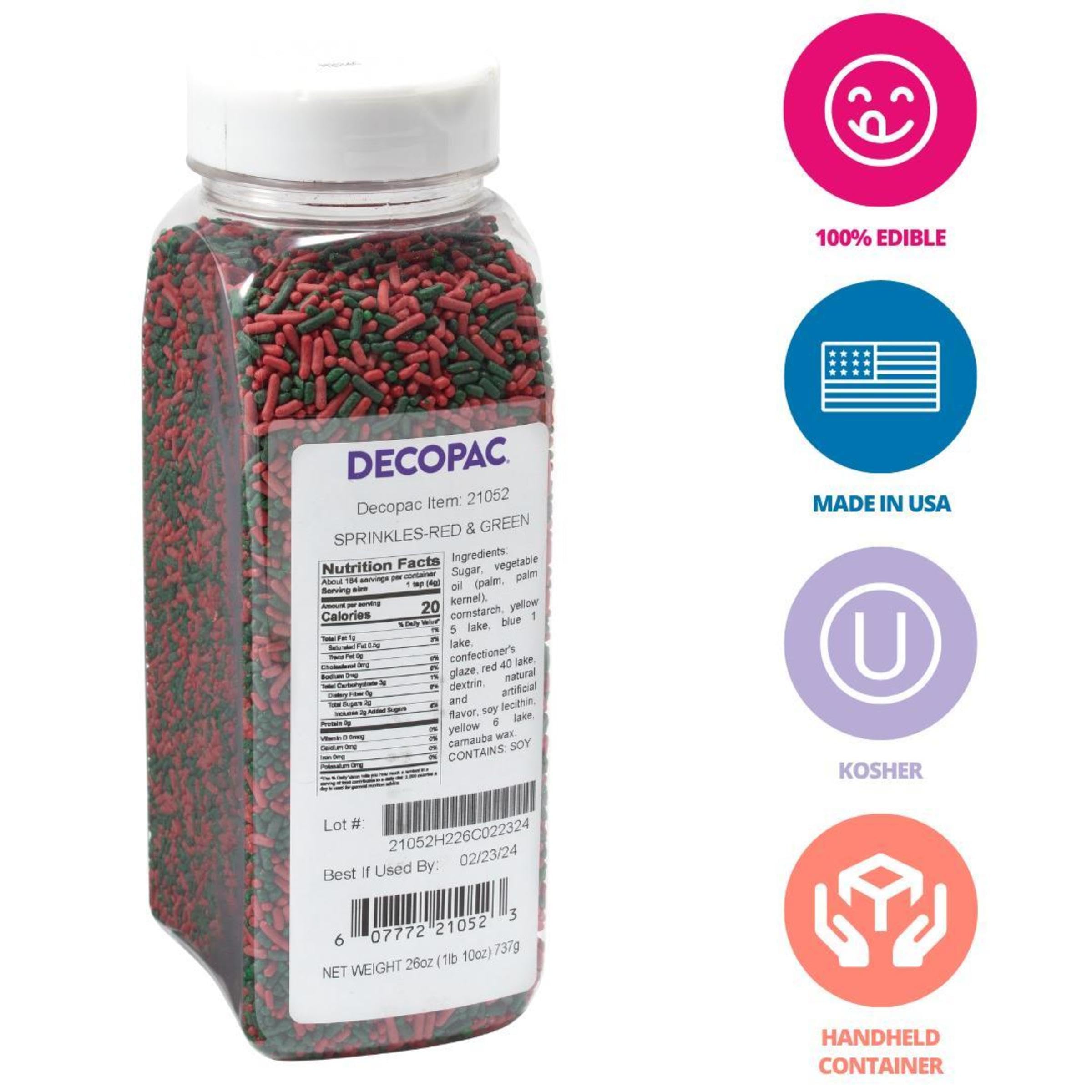 Snapklik.com : DECOPAC Candy Sprinkles, 26oz, Red & Green Sprinkle Mix ...