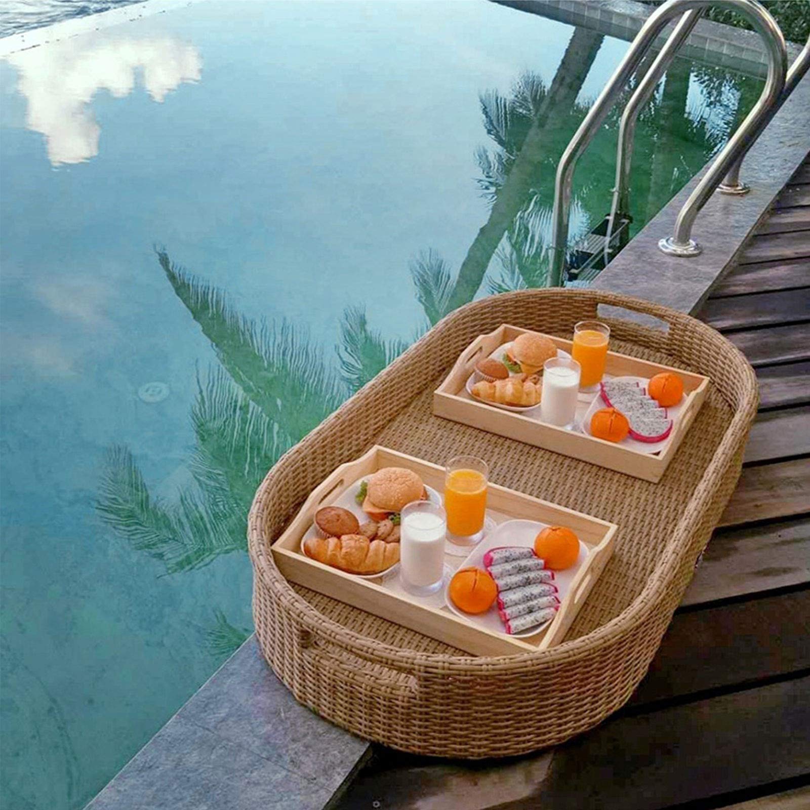 Buy Rattan Luxury Floating Serving Tray, Floating Tray with Handle ...