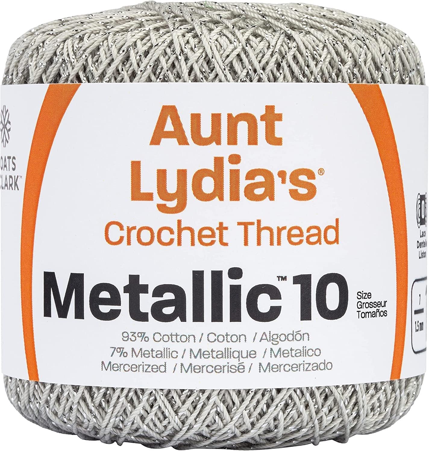 Amazon.com: Coats Crochet Metallic Crochet Thread, 10, Silver/Silver