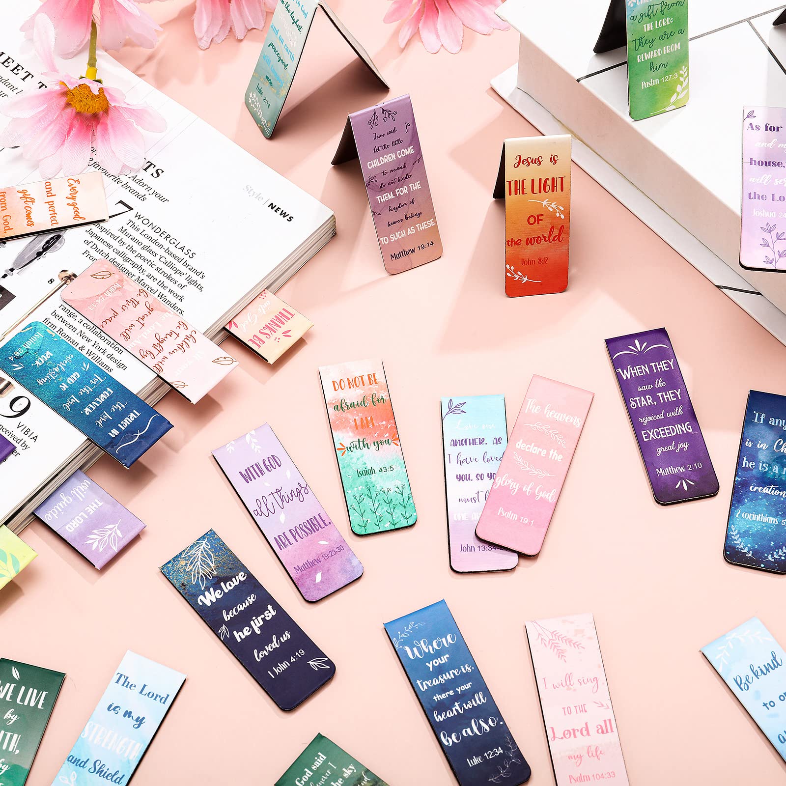Snapklik.com : 30 Pieces Christian Bookmarks Magnetic Bible Verse ...