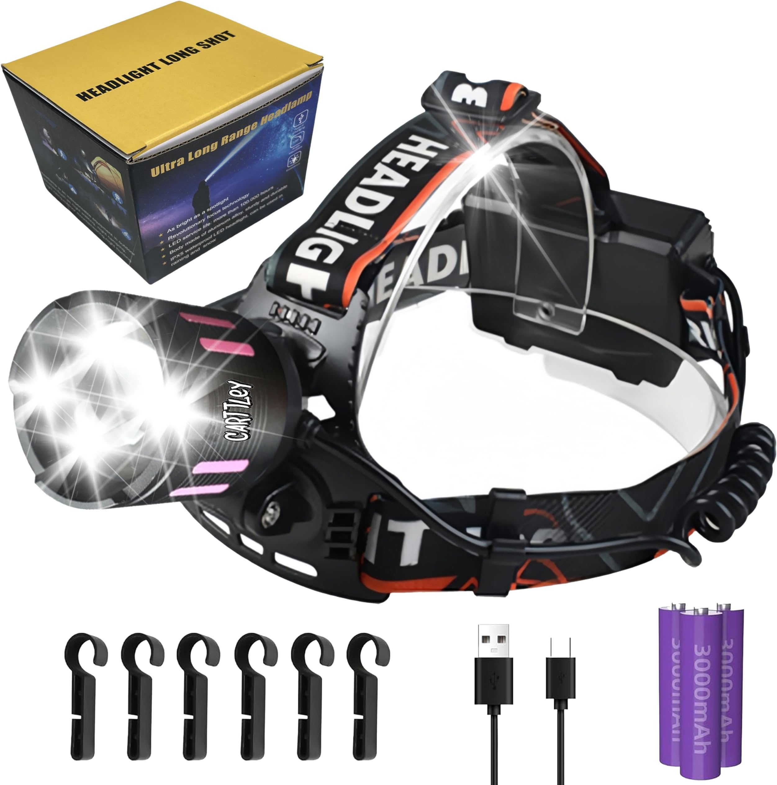 Amazon.com: KYEKIO Headlamp Rechargeable, 990000LM Super Bright Head ...