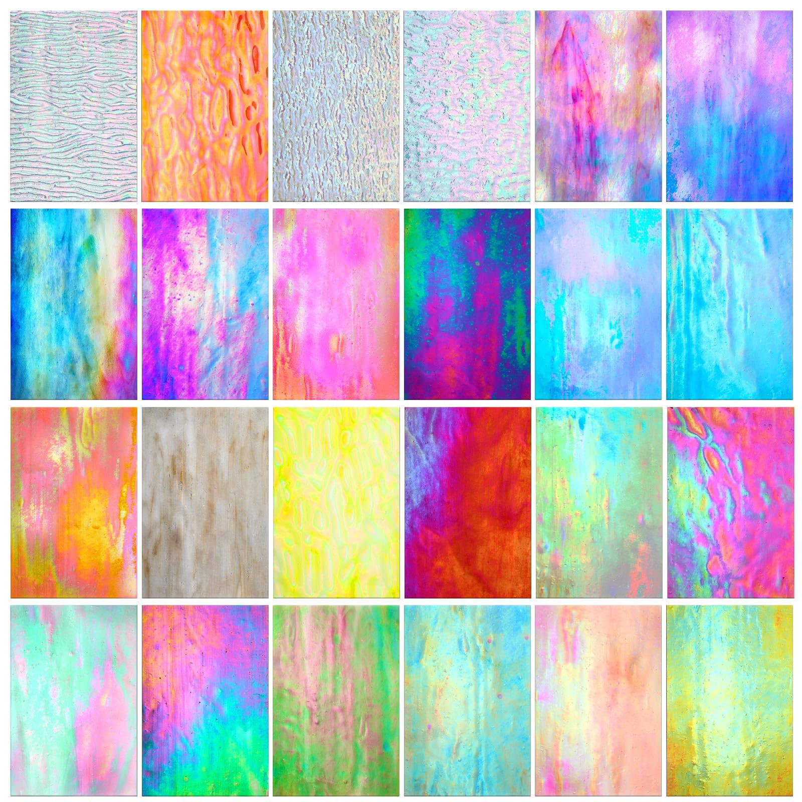 Amazon.com: Treela 24 Pcs Stained Glass Sheets 4 x 6 Inch Rainbow ...