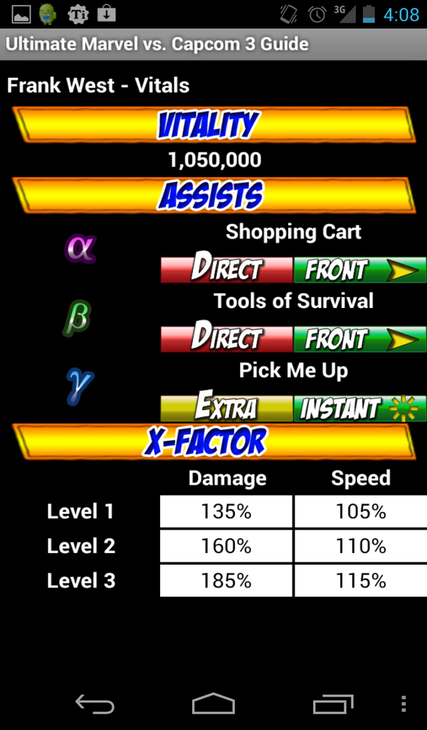 UMvC3 Moves & Frame Data Guide - App on Amazon Appstore