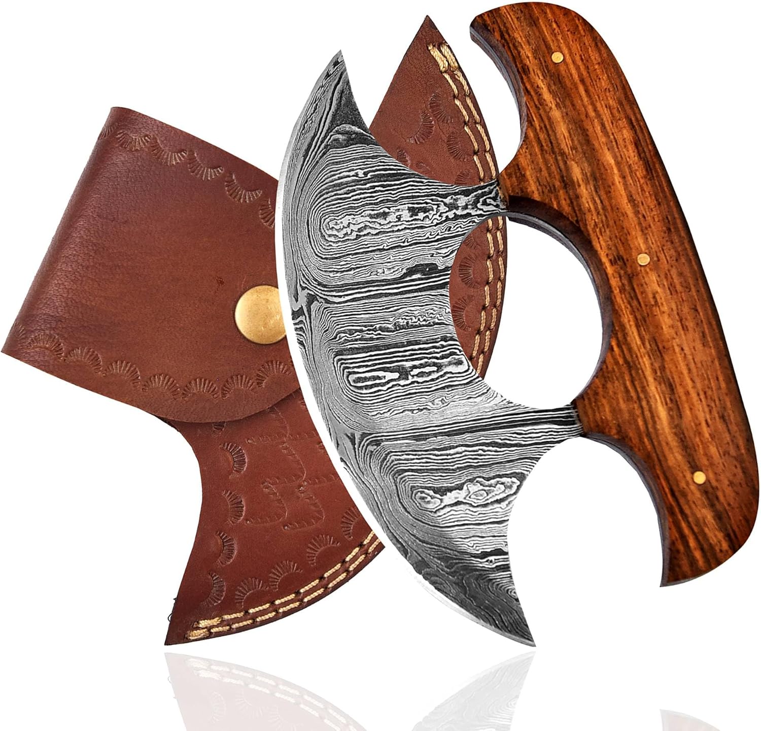 Amazon.com: Damascus Alaskan Ulu Knife with Sheath | Handmade 6" Alaska ...