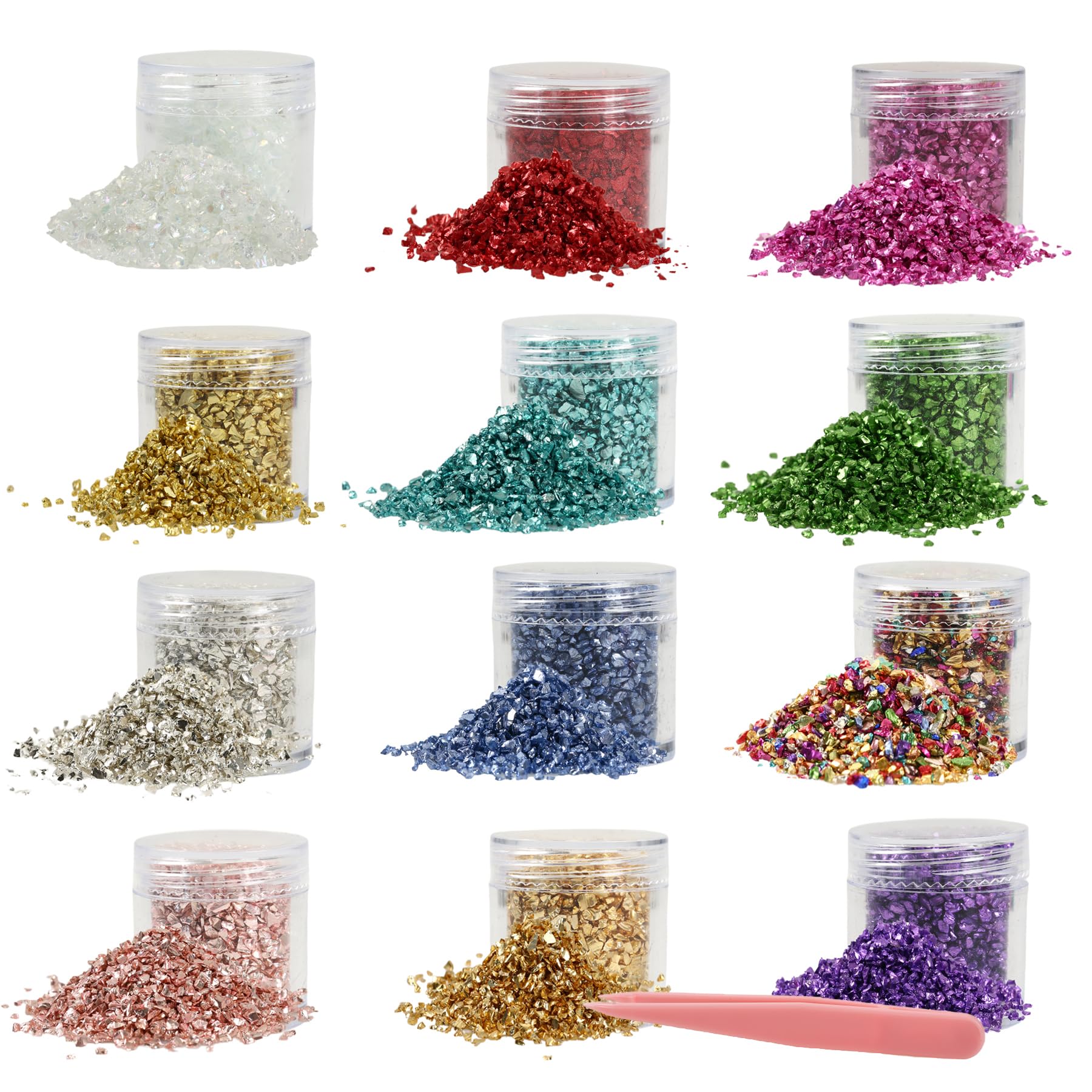Amazon.com: 12 Box Crushed Glass for Resin Art Crafts - Crushed Glass ...