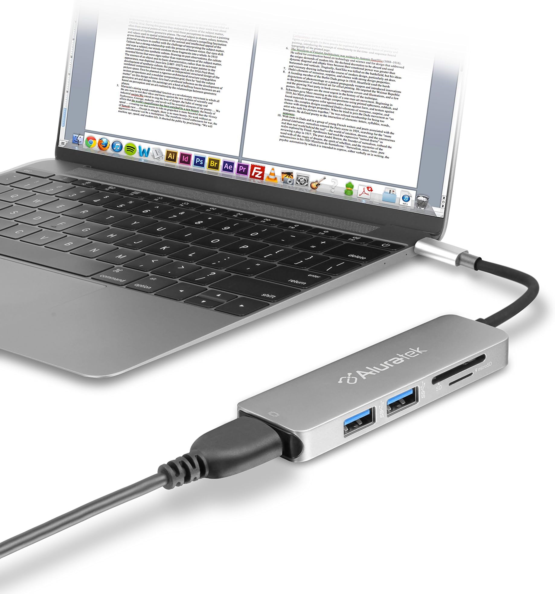 Amazon.com: Aluratek USB Type-C Hub & Micro/SD Card Reader AUMC0302F ...