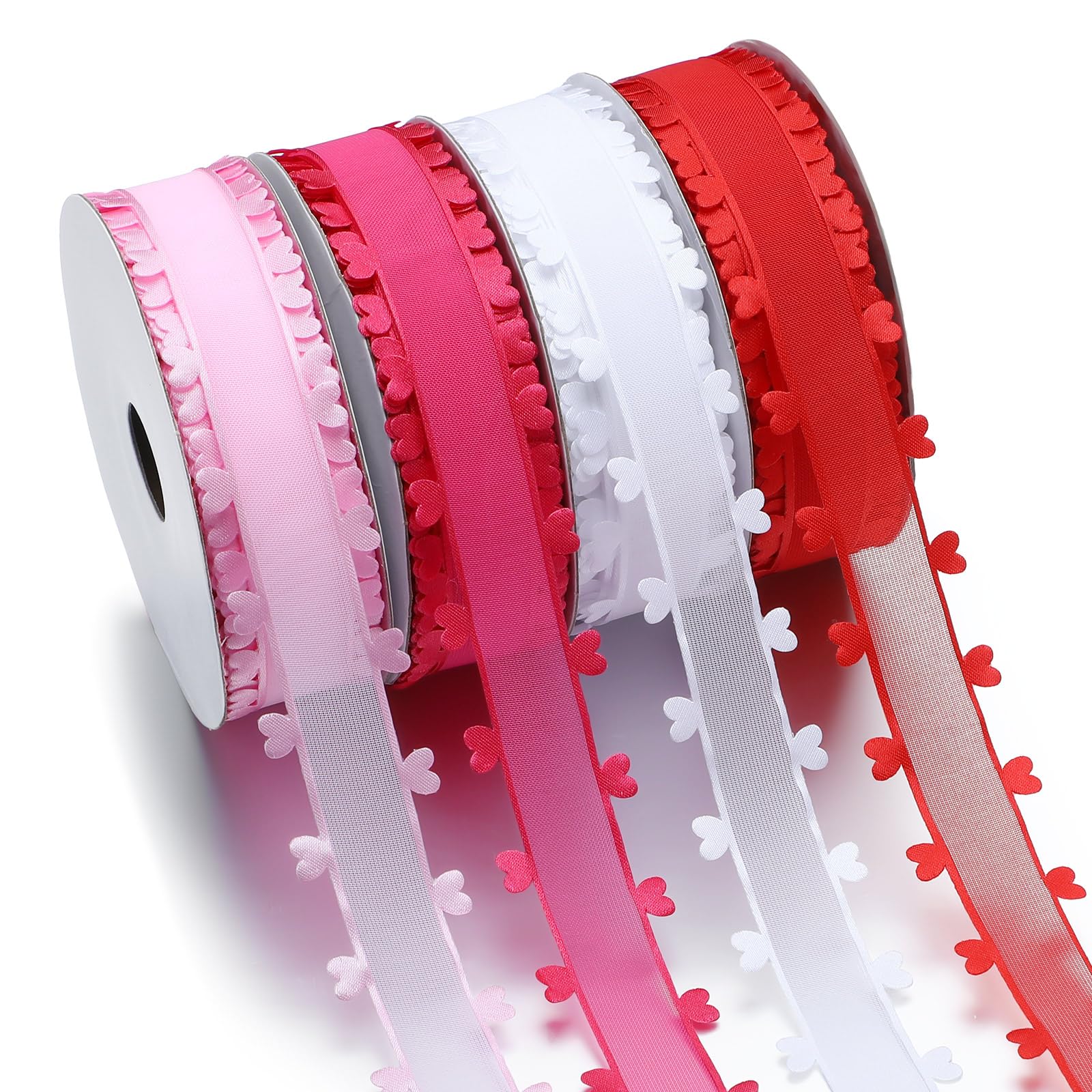 Amazon.com: Daifunli 80 Yard Valentine's Day Heart Ribbon Chiffon ...