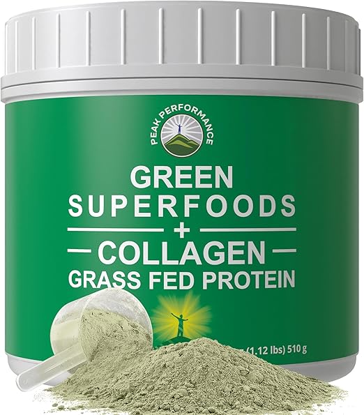 Amazon.com: Greens Superfood + Grass Fed Collagen Peptides Powder ...