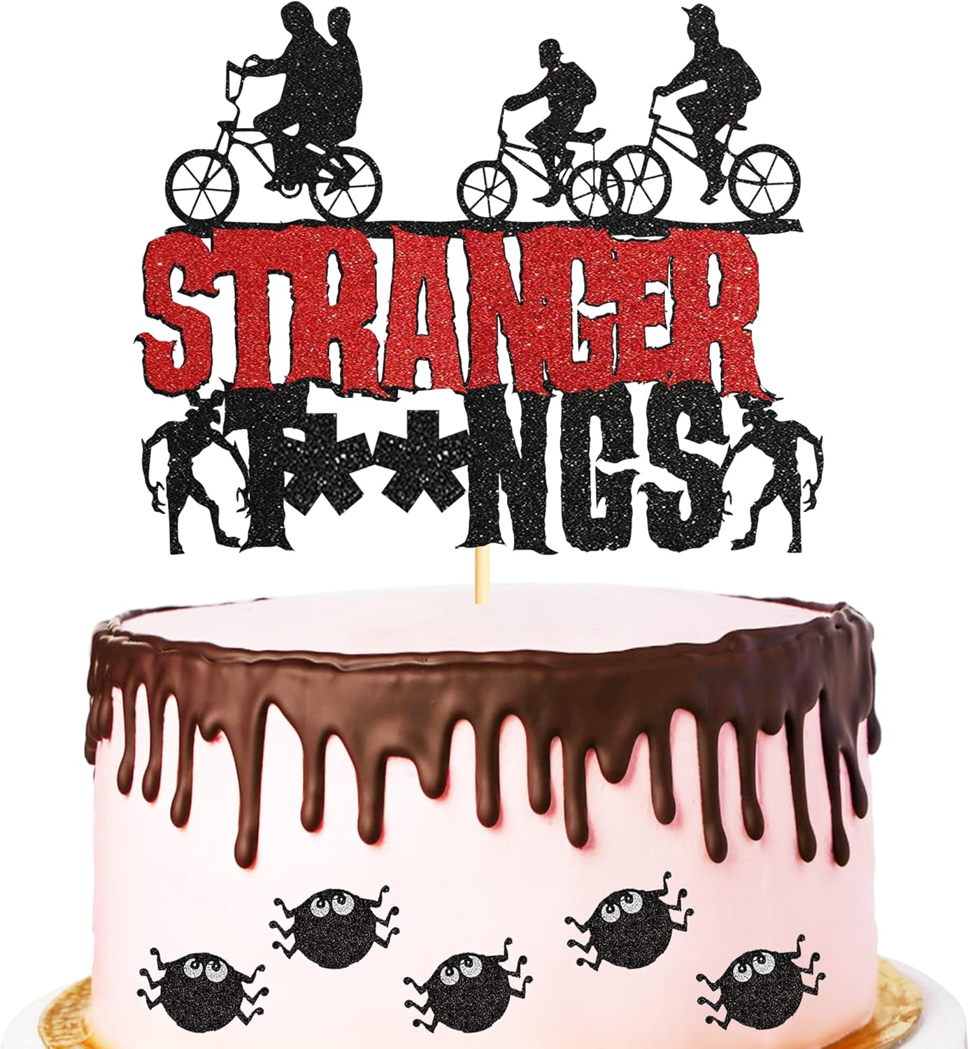 Amazon.com: Sotpot 1 pcs Black Red Glitter Stranger Birthday Cake ...