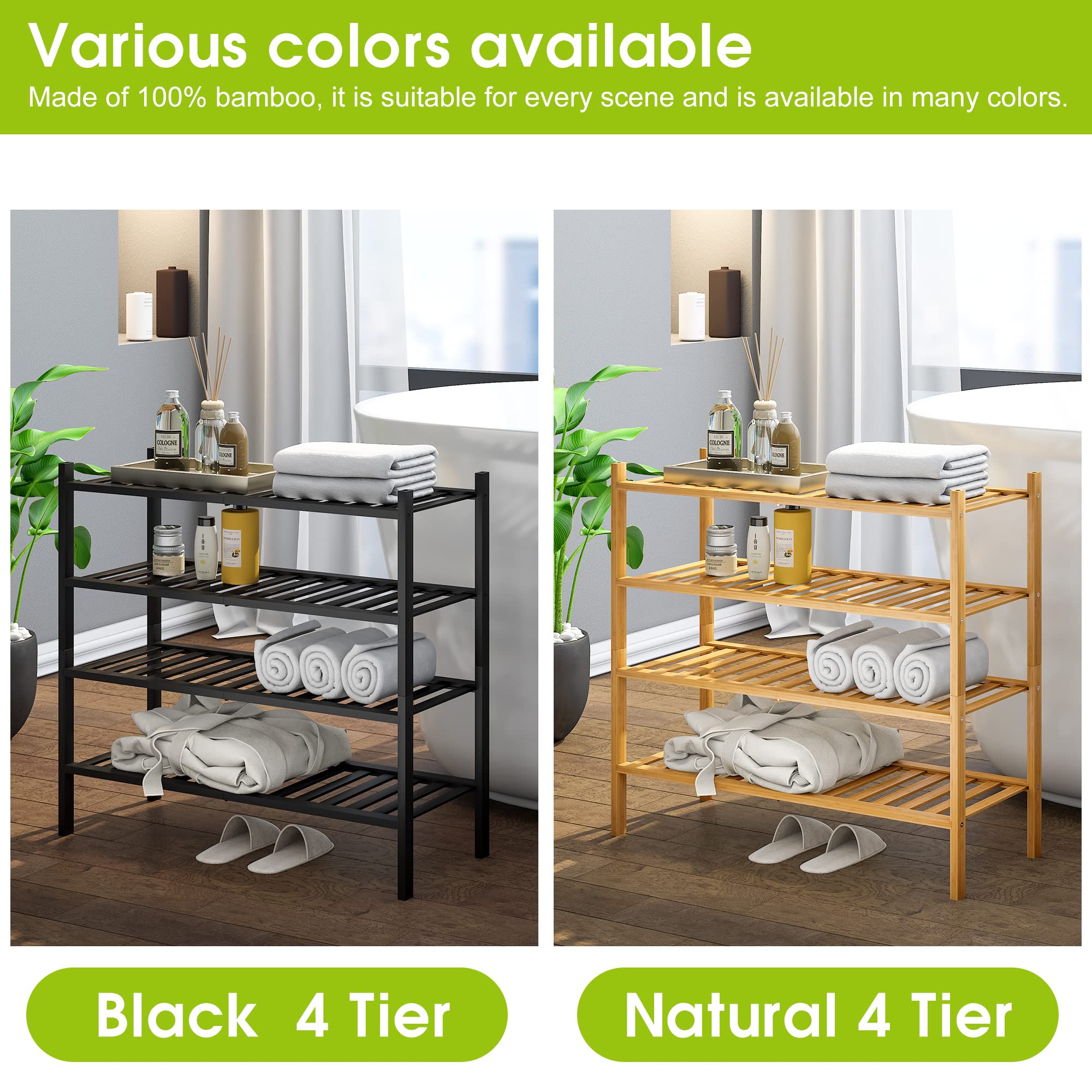 Snapklik.com : BMOSU 4-Tier Bamboo Shoe Rack Premium Stackable Shoe ...