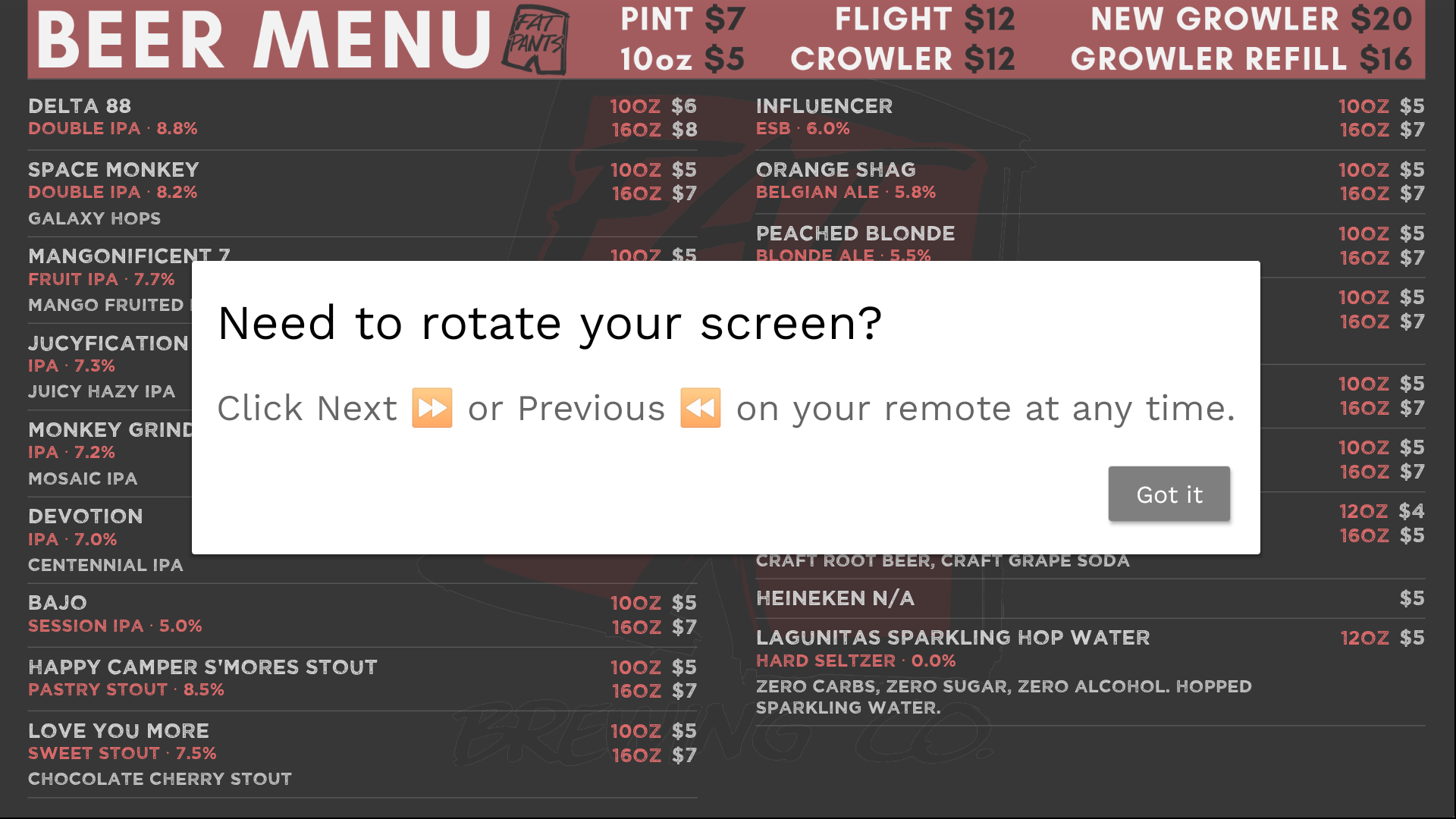 BeerMenus TV Menus:Amazon.com:Appstore for Android
