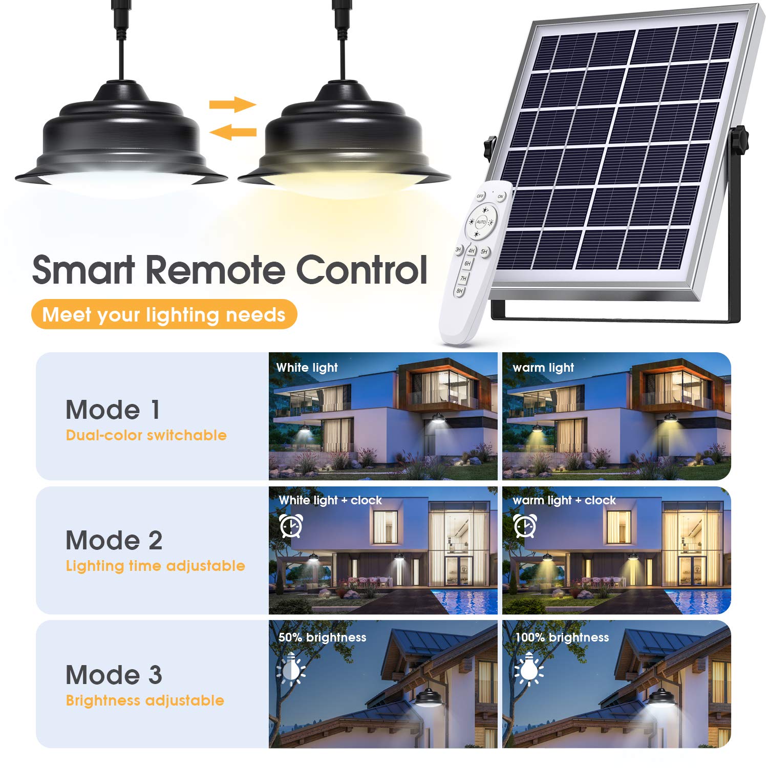 Solar Lights Indoor Outdoor Dual Color Switchable Solar Shed Light with ...